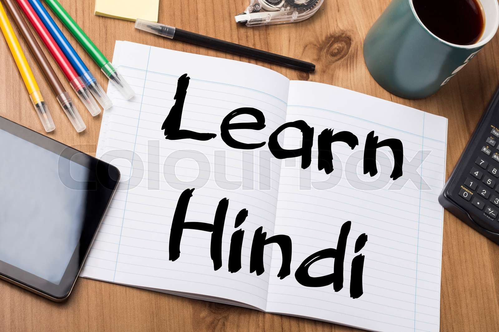 Learn Hindi - Note Pad With Text | Stock image | Colourbox
