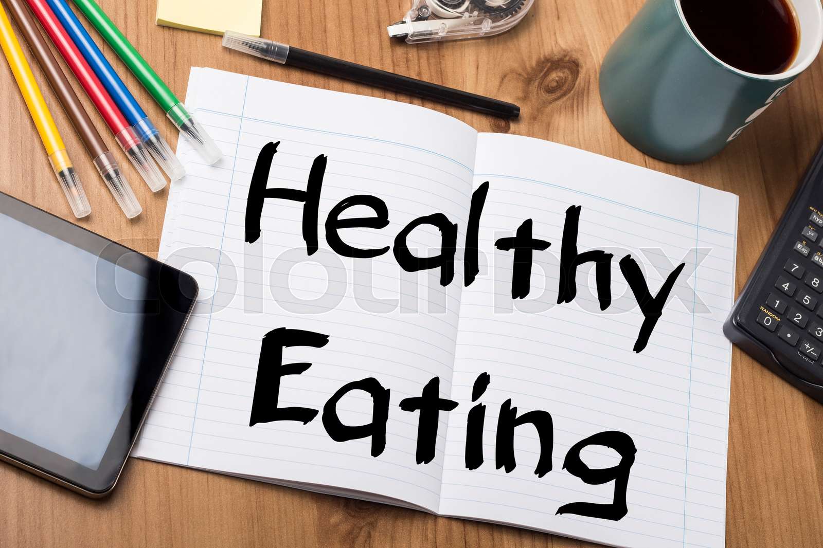 Healthy Eating - Note Pad With Text | Stock image | Colourbox
