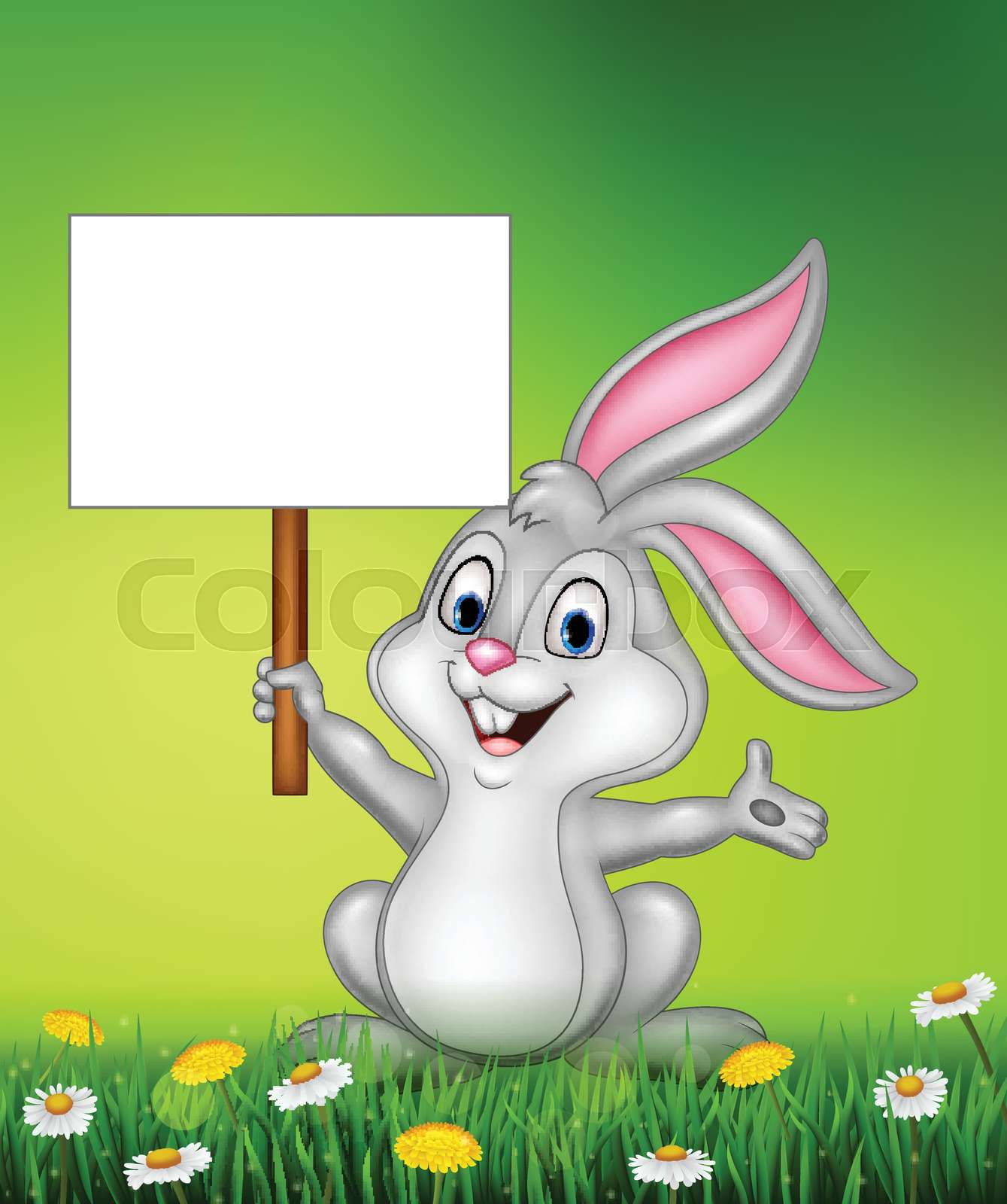 Rabbit with blank sign | Stock vector | Colourbox