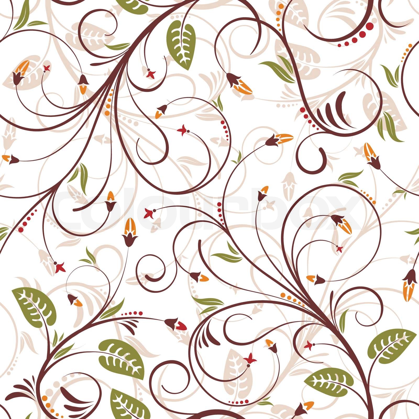 Flower seamless pattern with bud, element for design, vector ...