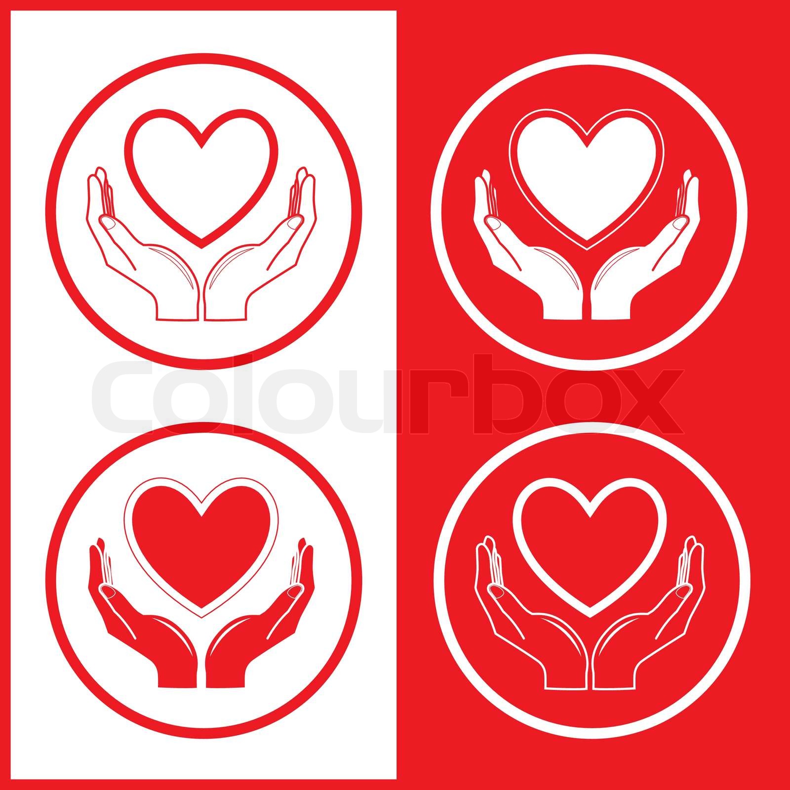 Vector hjerte og hænder ikoner | Stock vektor | Colourbox