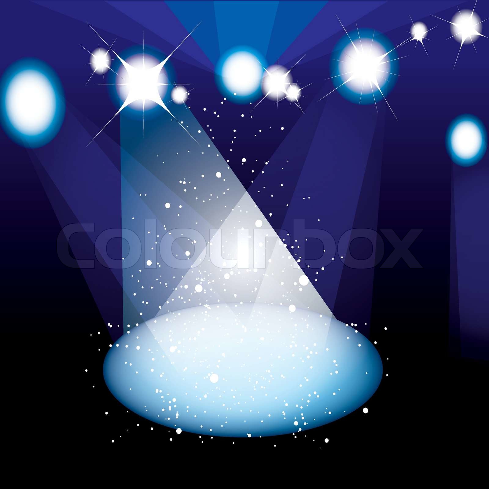 Concert or play stage with bright spotlight and stars | Stock vector ...