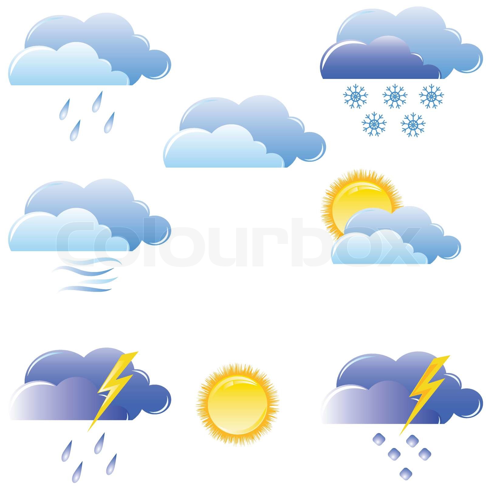 Vector Illustration eines Wettersymbole Set | Stock-Vektor | Colourbox