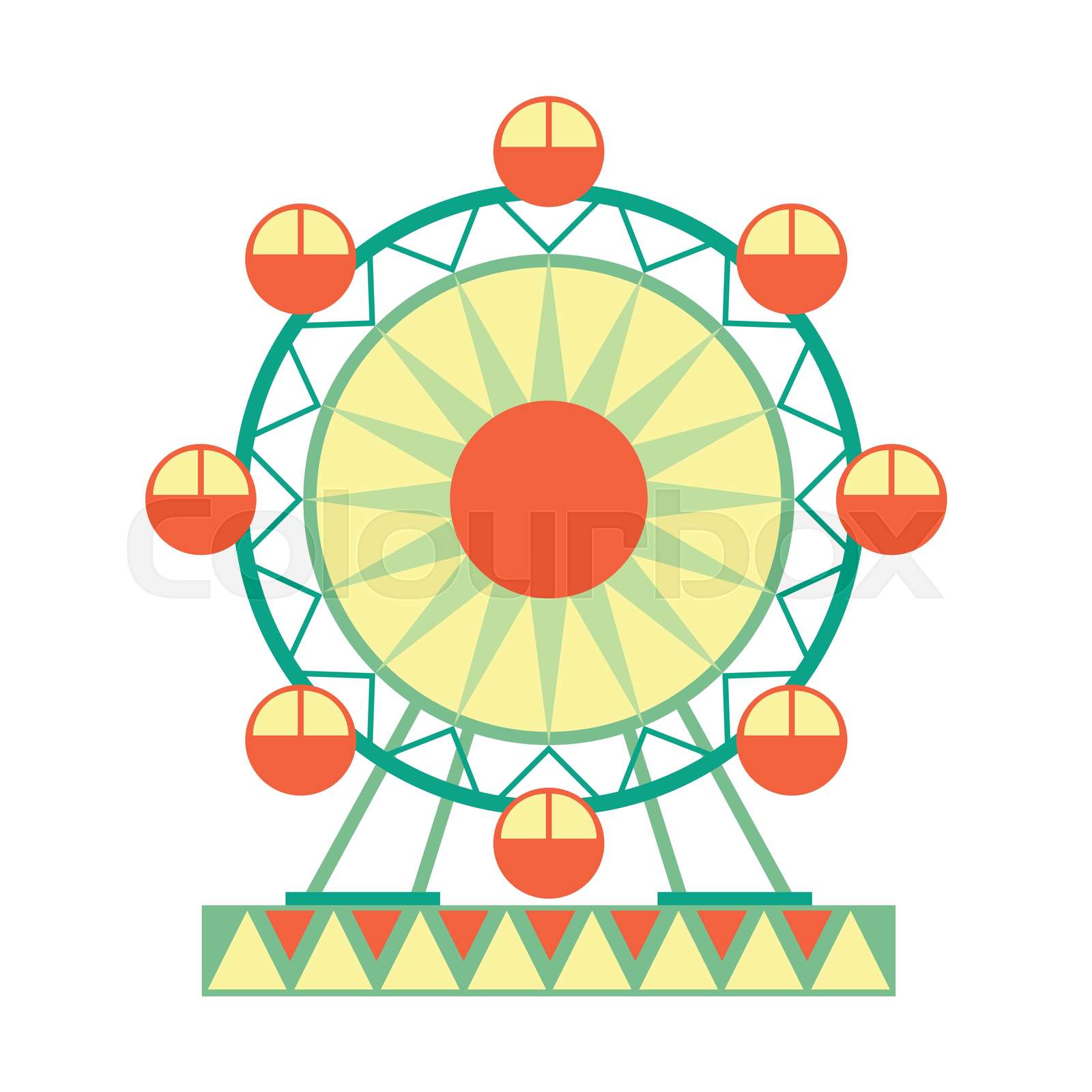 Big Ferris Wheel Ride, Part Of Amusement Park And Fair Series Of Flat ...