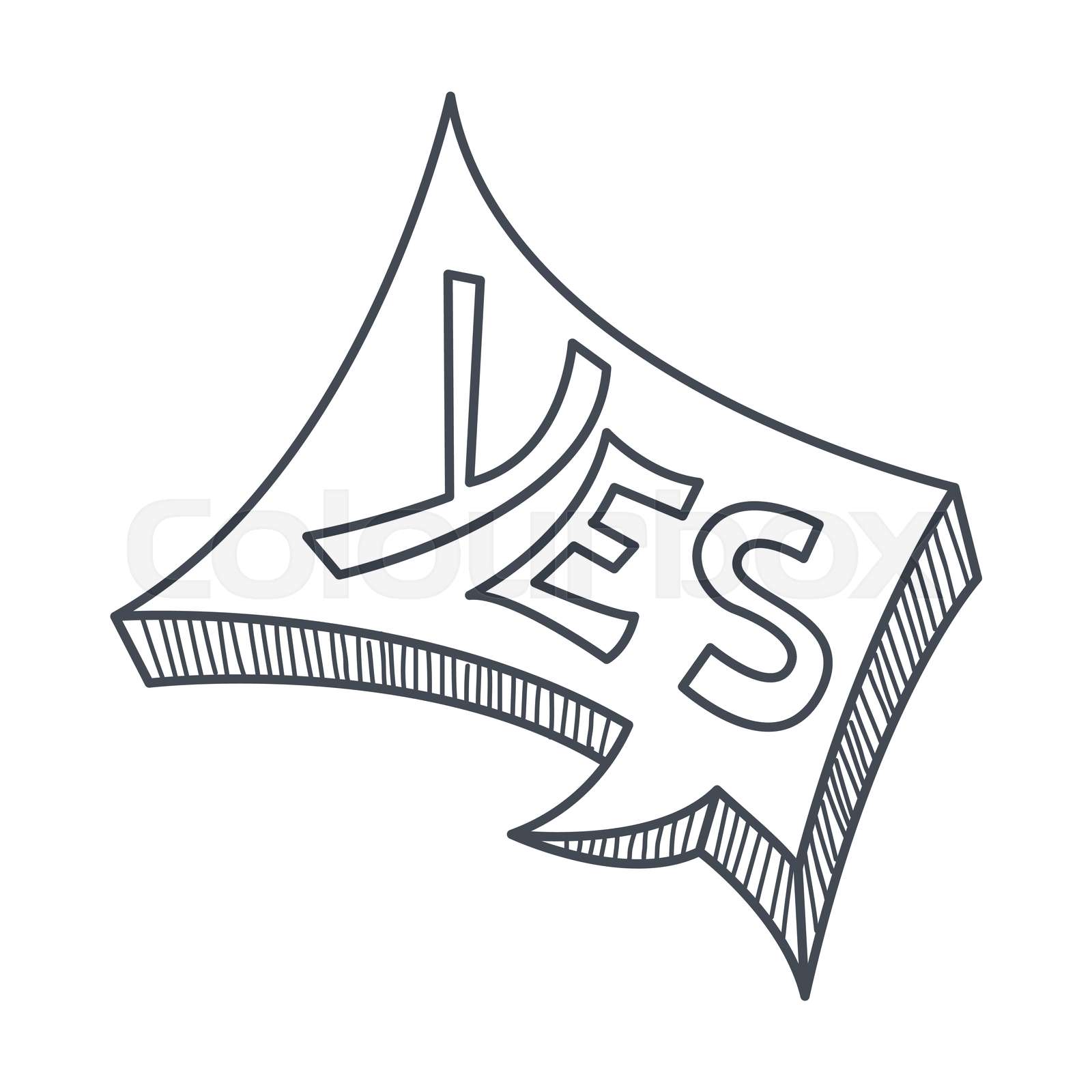 Word Yes, Hand Drawn Comic Speech Bubble Template, Isolated Black And ...