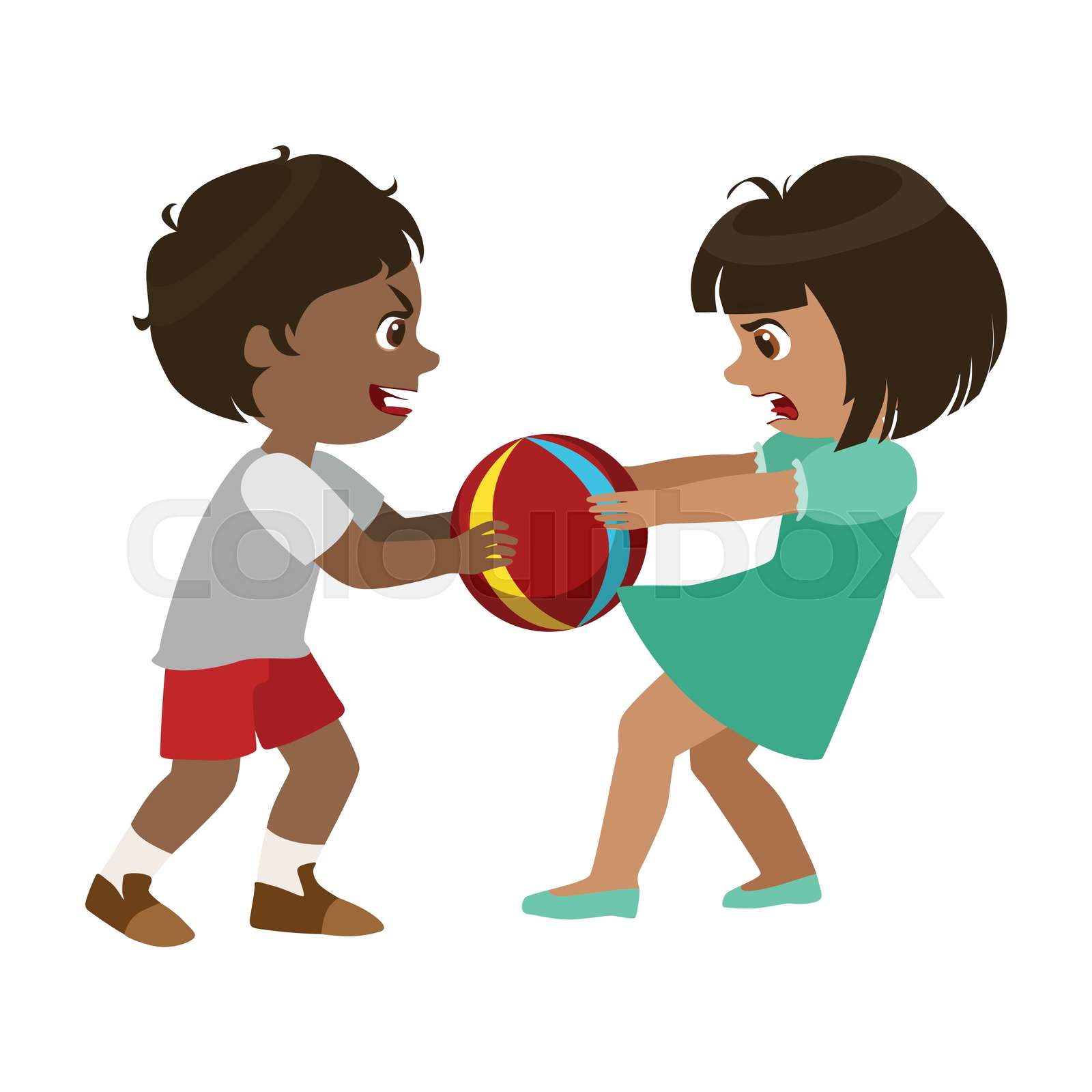Boy Taking Away A Ball From A Girl, Part Of Bad Kids Behavior And ...