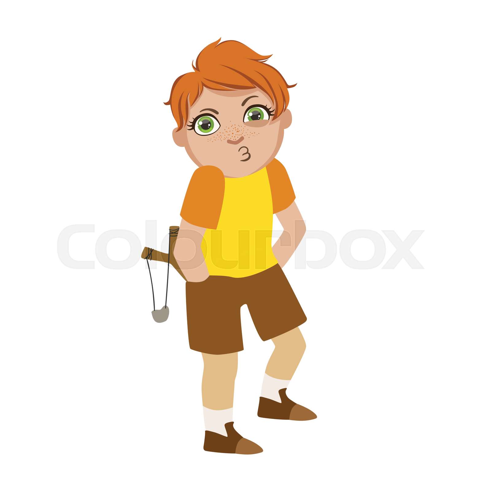 Boy With Slingshot Looking For Trouble, Part Of Bad Kids Behavior And ...