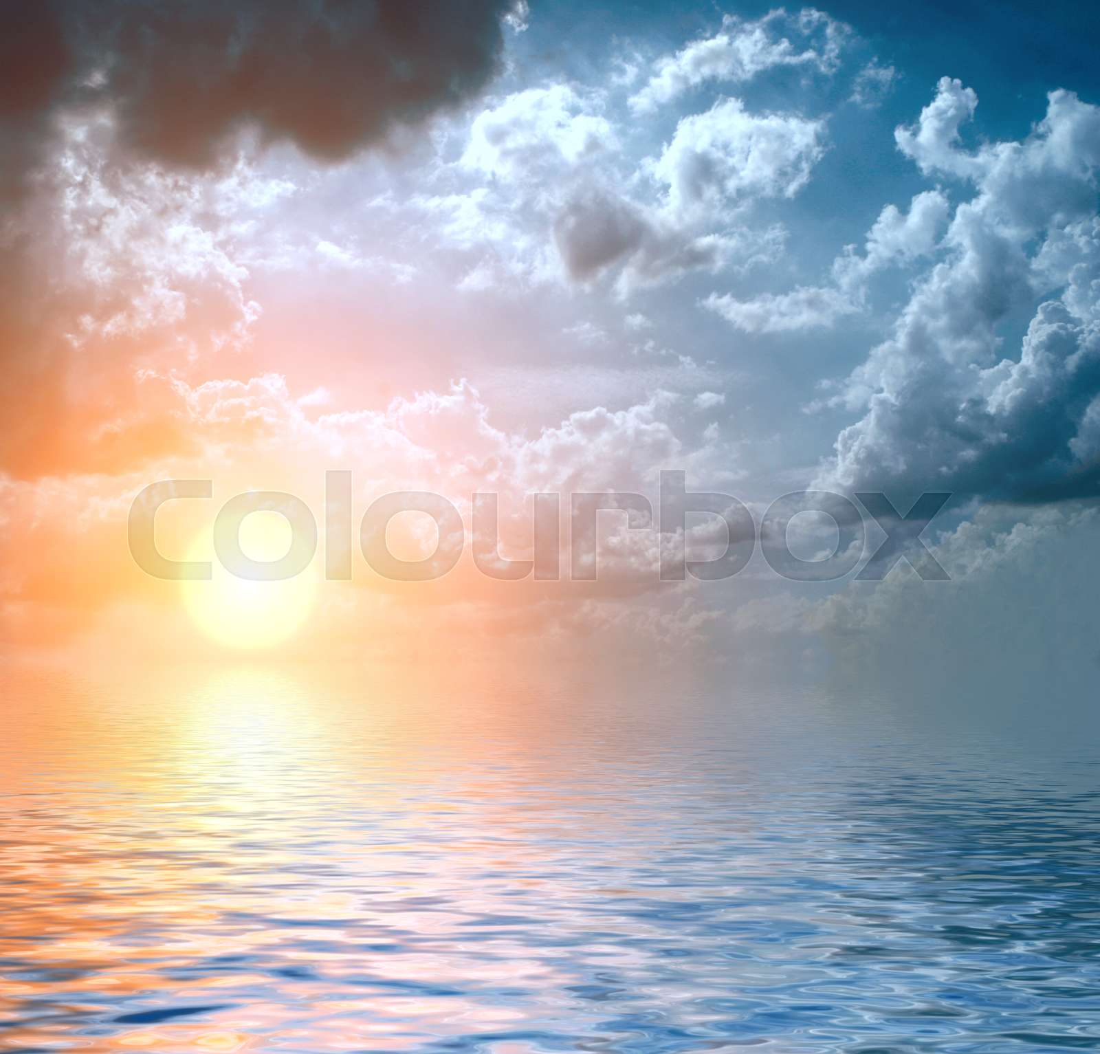 Yellow Sun Set in The Middle of The Ocean | Stock image | Colourbox