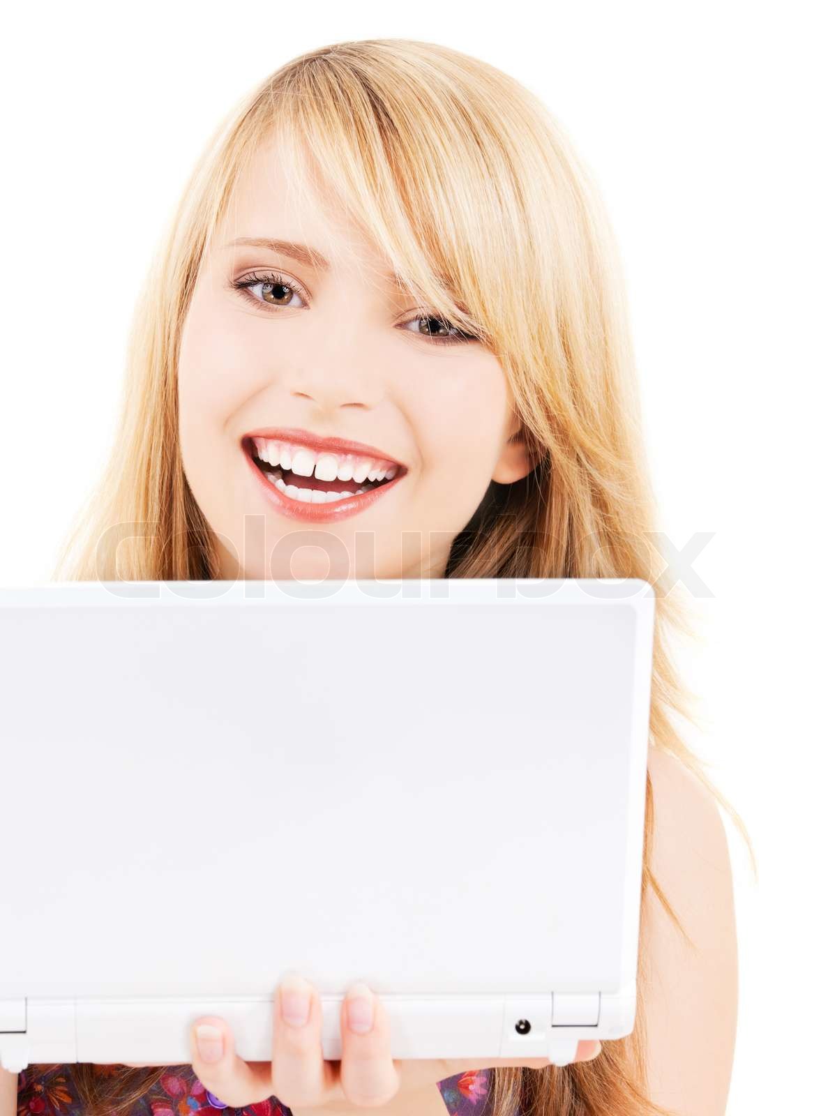 picture of teenage girl with laptop computer | Stock image | Colourbox