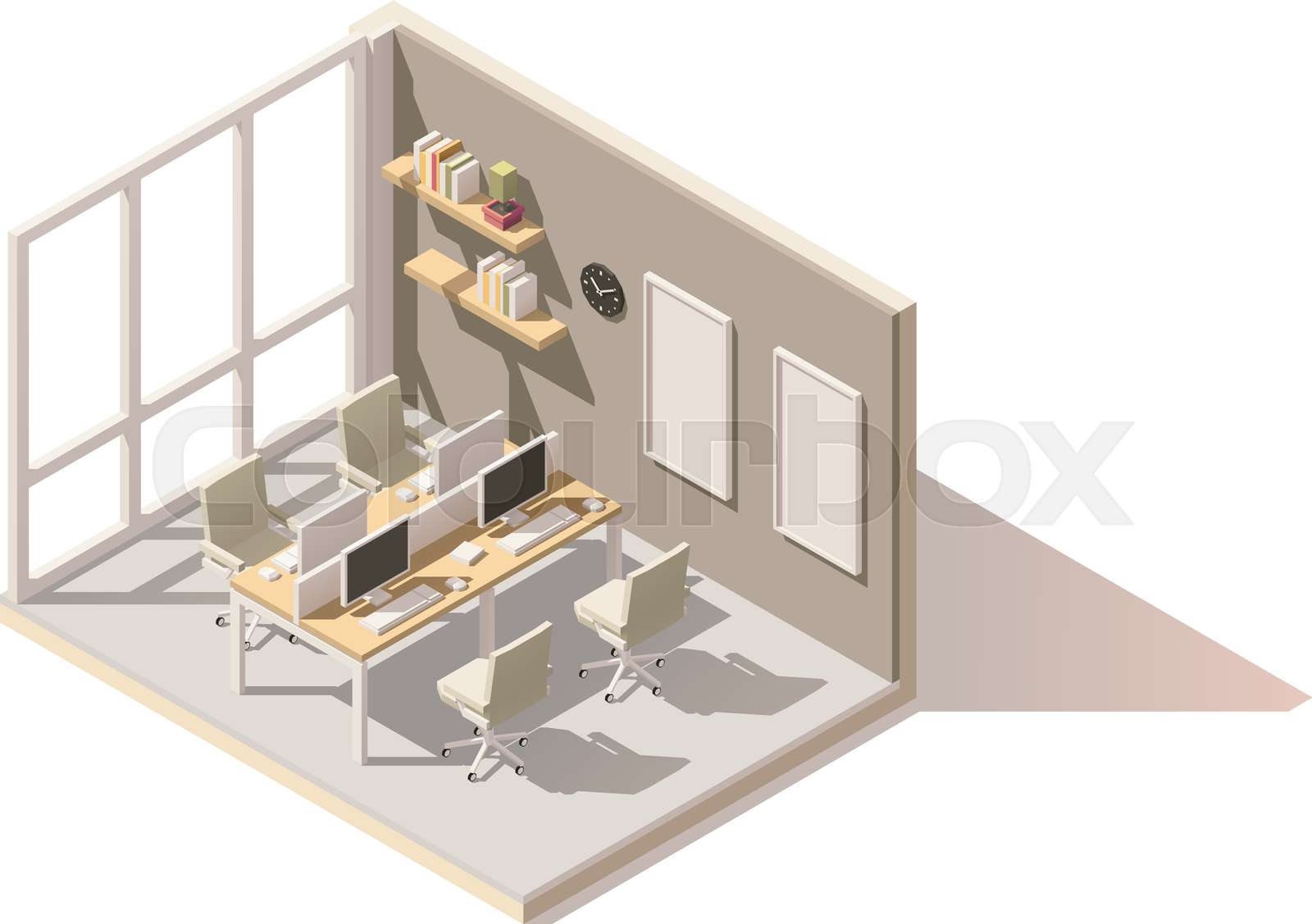 Vector isometric low poly office room | Stock vector | Colourbox