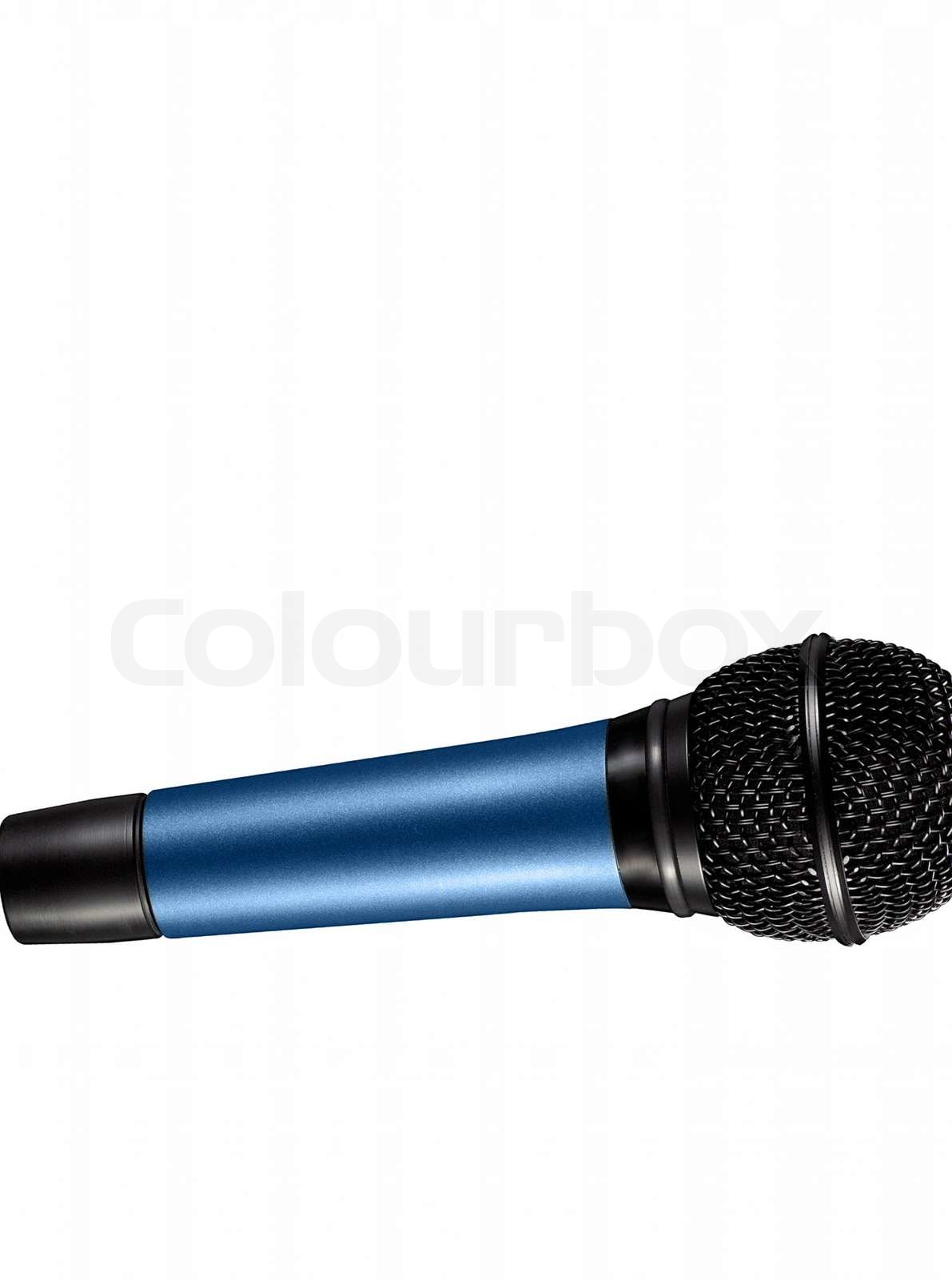 blaue Mikrofon mit schwarzen Draht isoliert auf weiß | Stock Bild ...