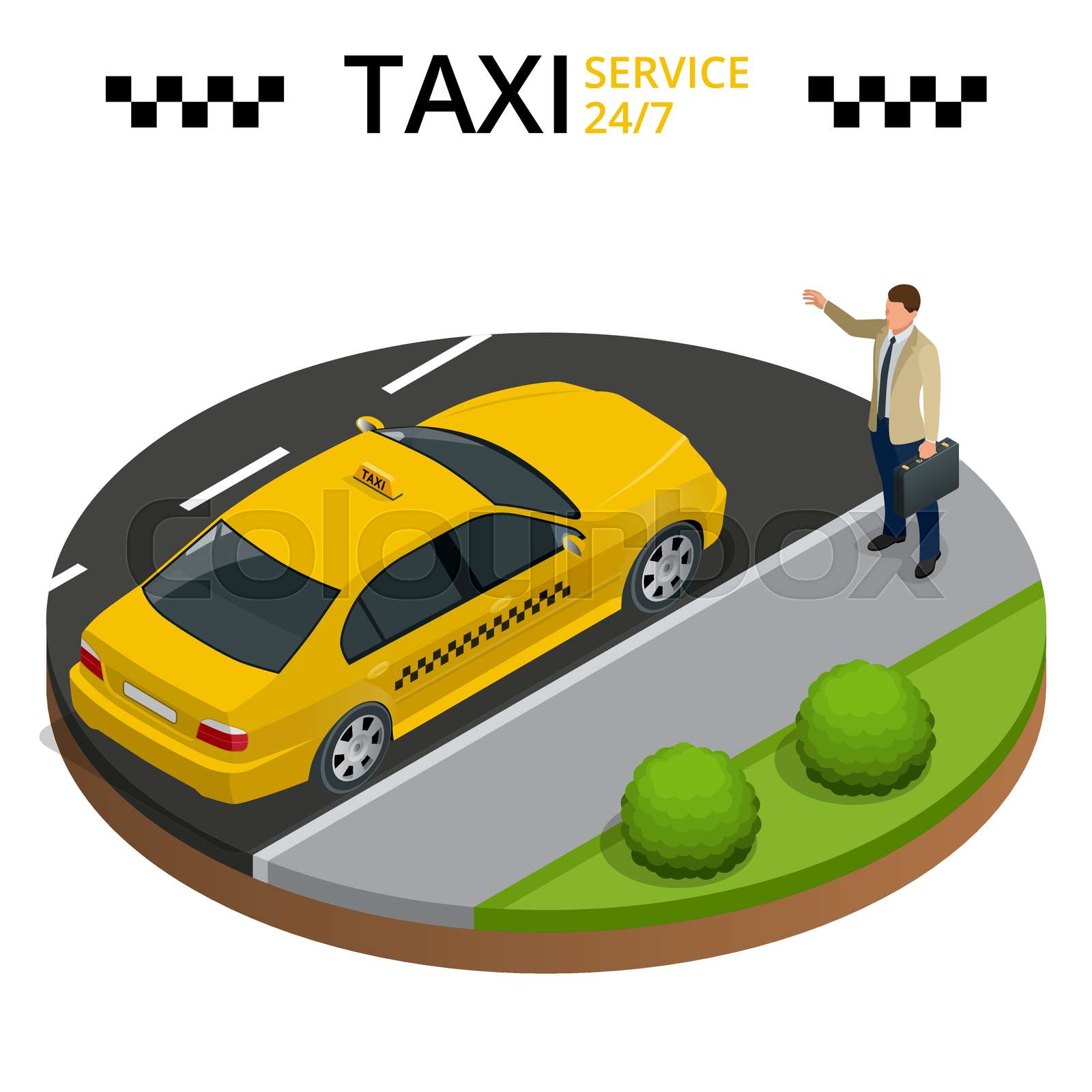 Isometric Young man raising her arm to call a taxi | Stock vector ...