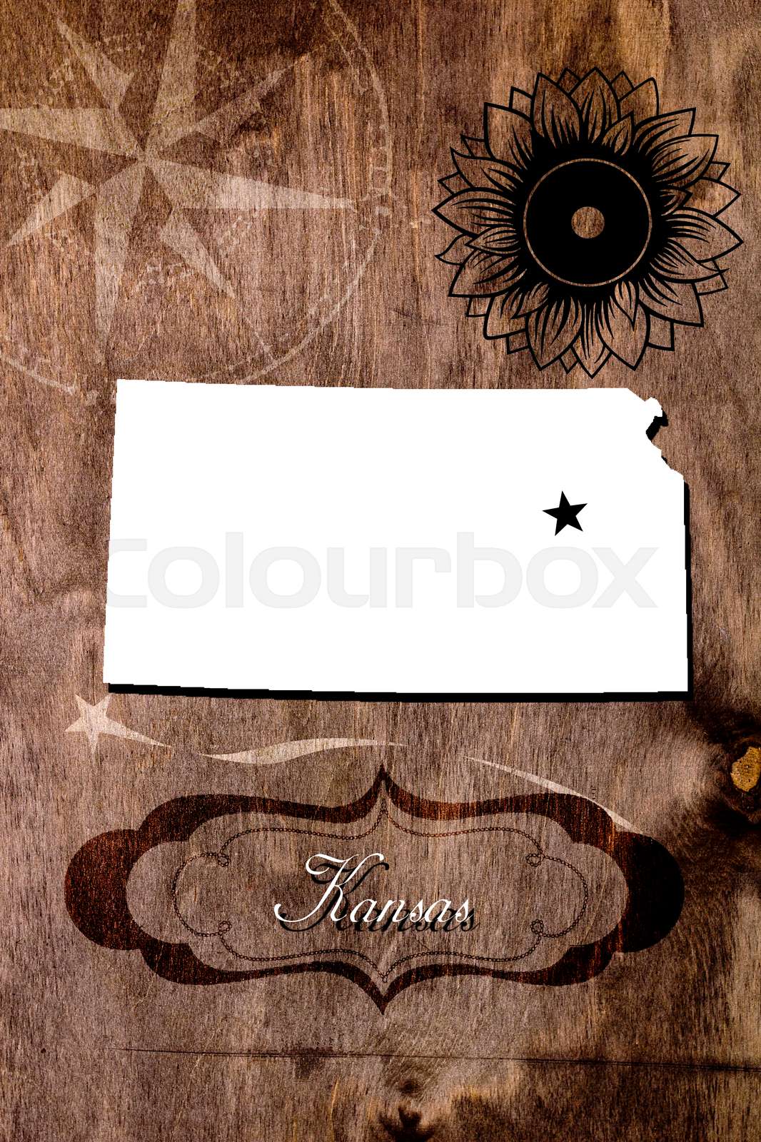 Poster Kansas state map outline | Stock image | Colourbox