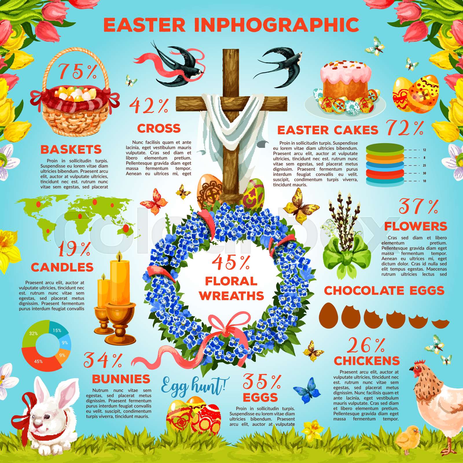 Easter symbols infographic template design | Stock vector | Colourbox
