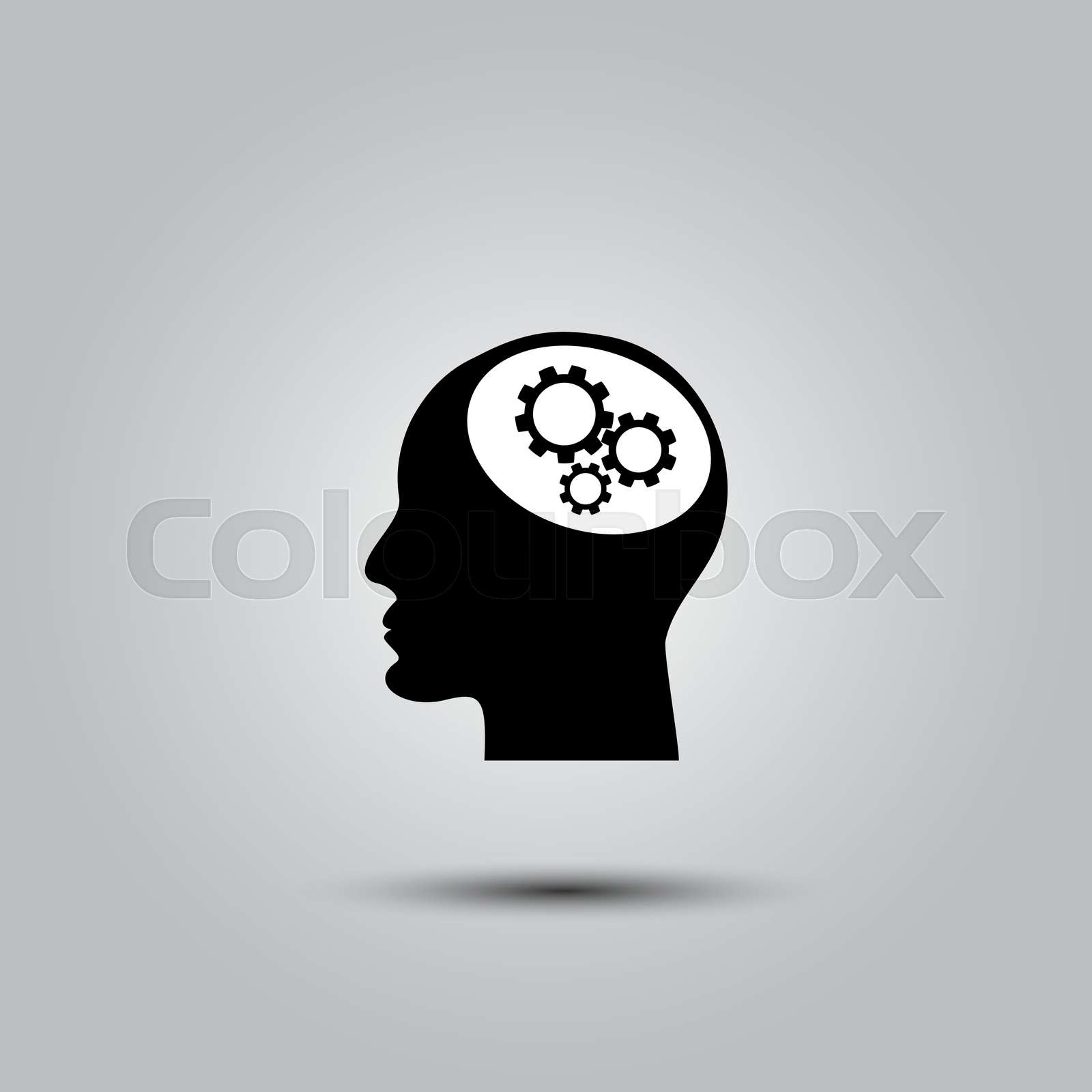 Gear in head icon | Stock vector | Colourbox