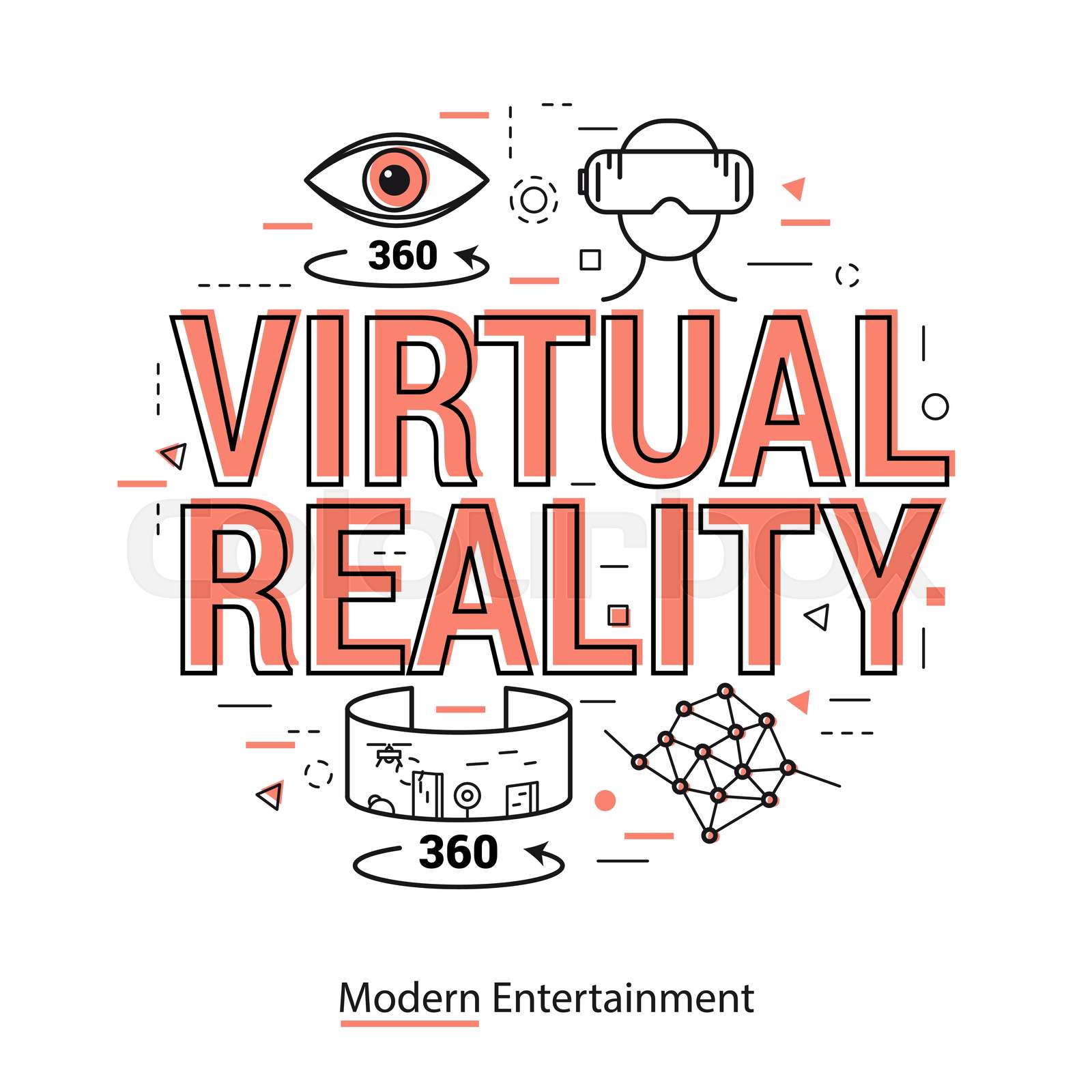 Virtual Reality LETTERS- Red Line Concept | Stock vector | Colourbox