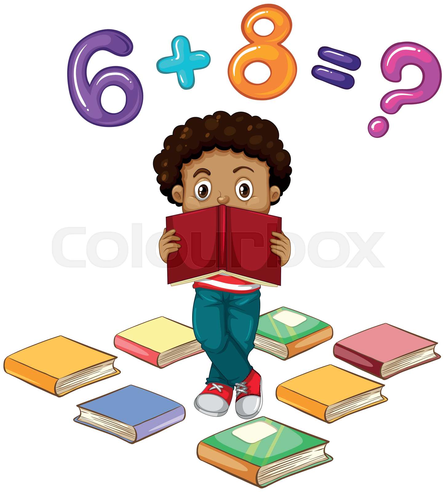 Boy solving math problem | Stock vector | Colourbox