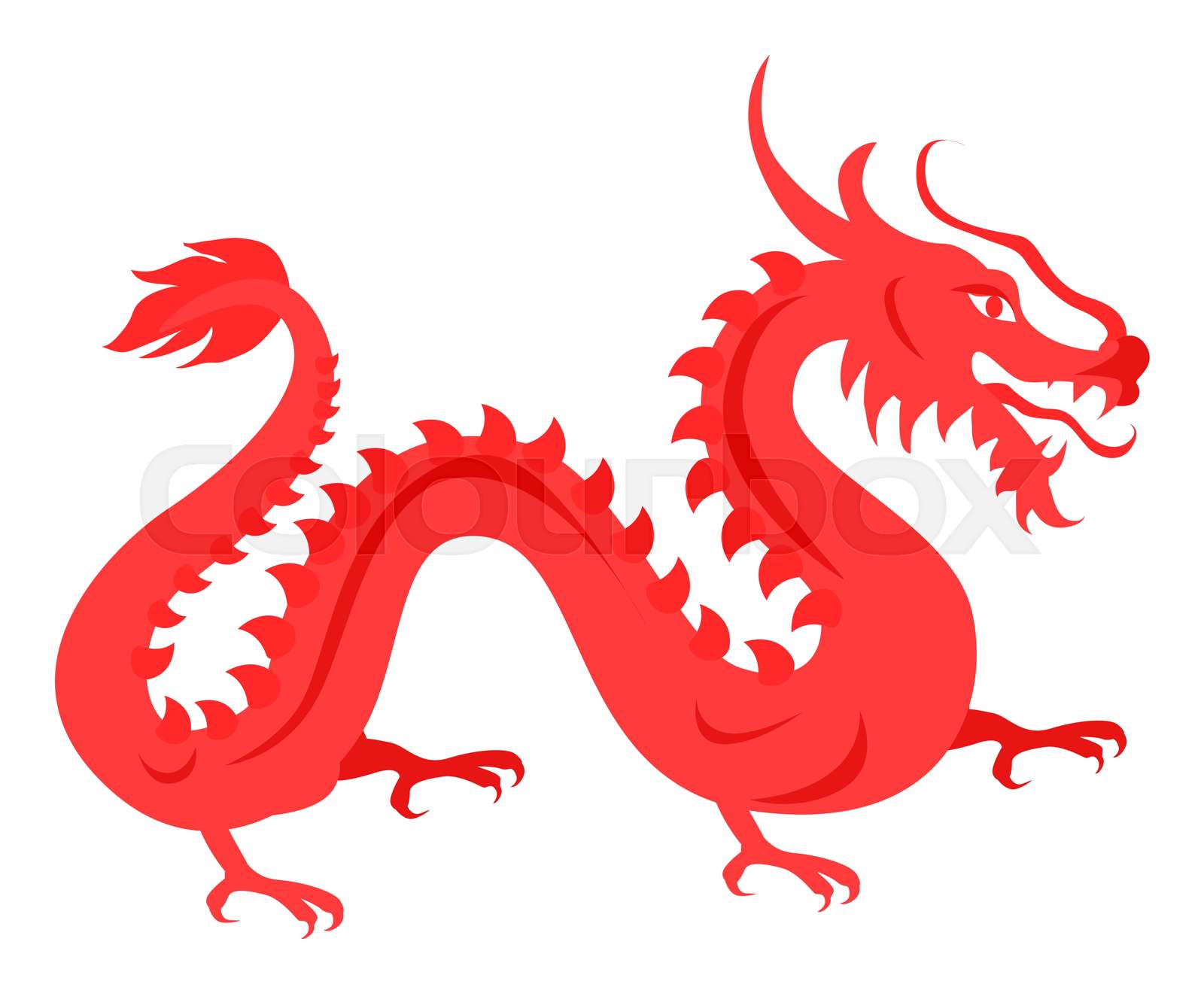 Isolated Red Dragon on White. Chinese Symbol. | Stock vector | Colourbox
