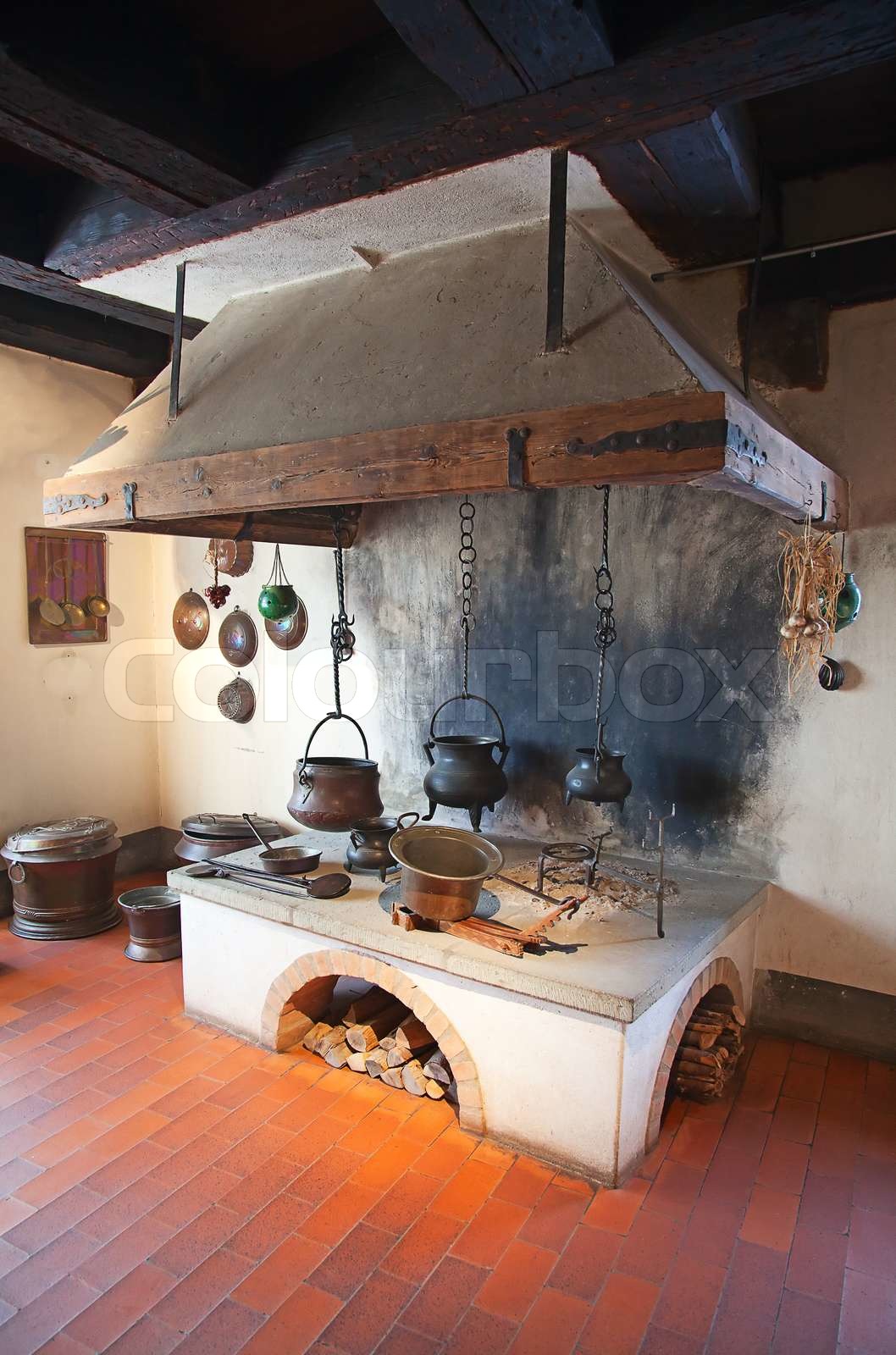 Ancient kitchen (Kyburg castle, Switzerland) | Stock image | Colourbox