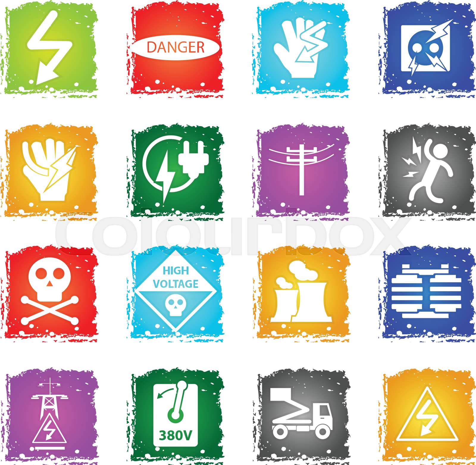 high voltage icon set | Stock vector | Colourbox