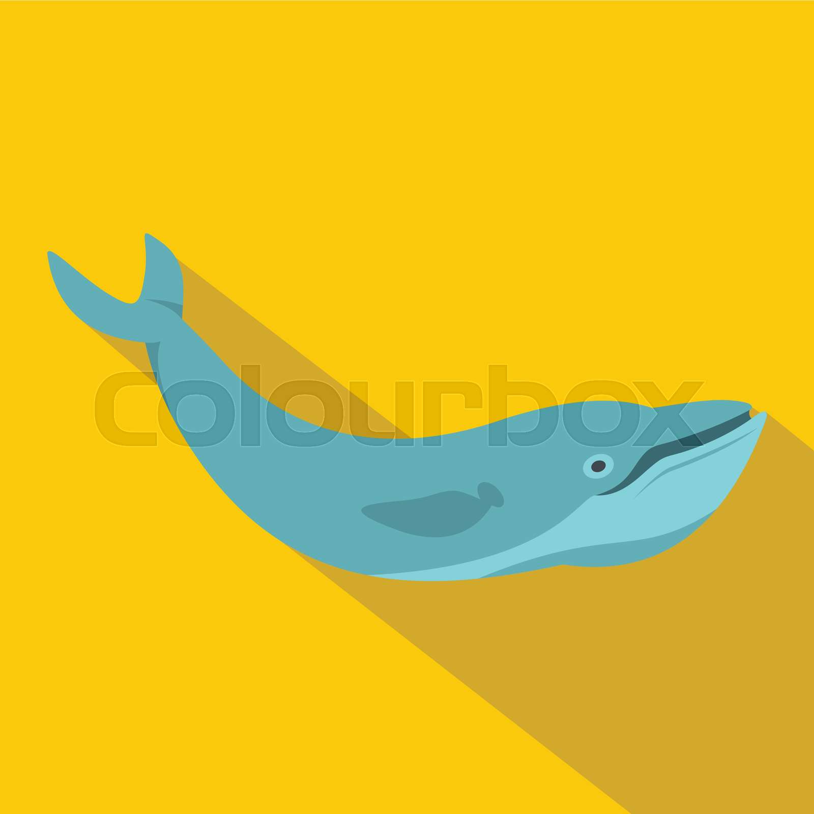 Blue whale icon, flat style | Stock vector | Colourbox