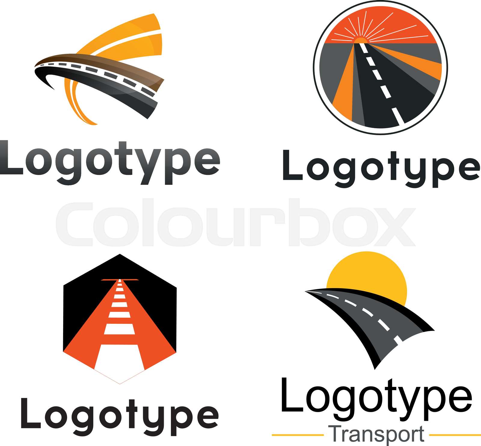 Road, transport . Abstract element set of logo templates | Stock vector ...