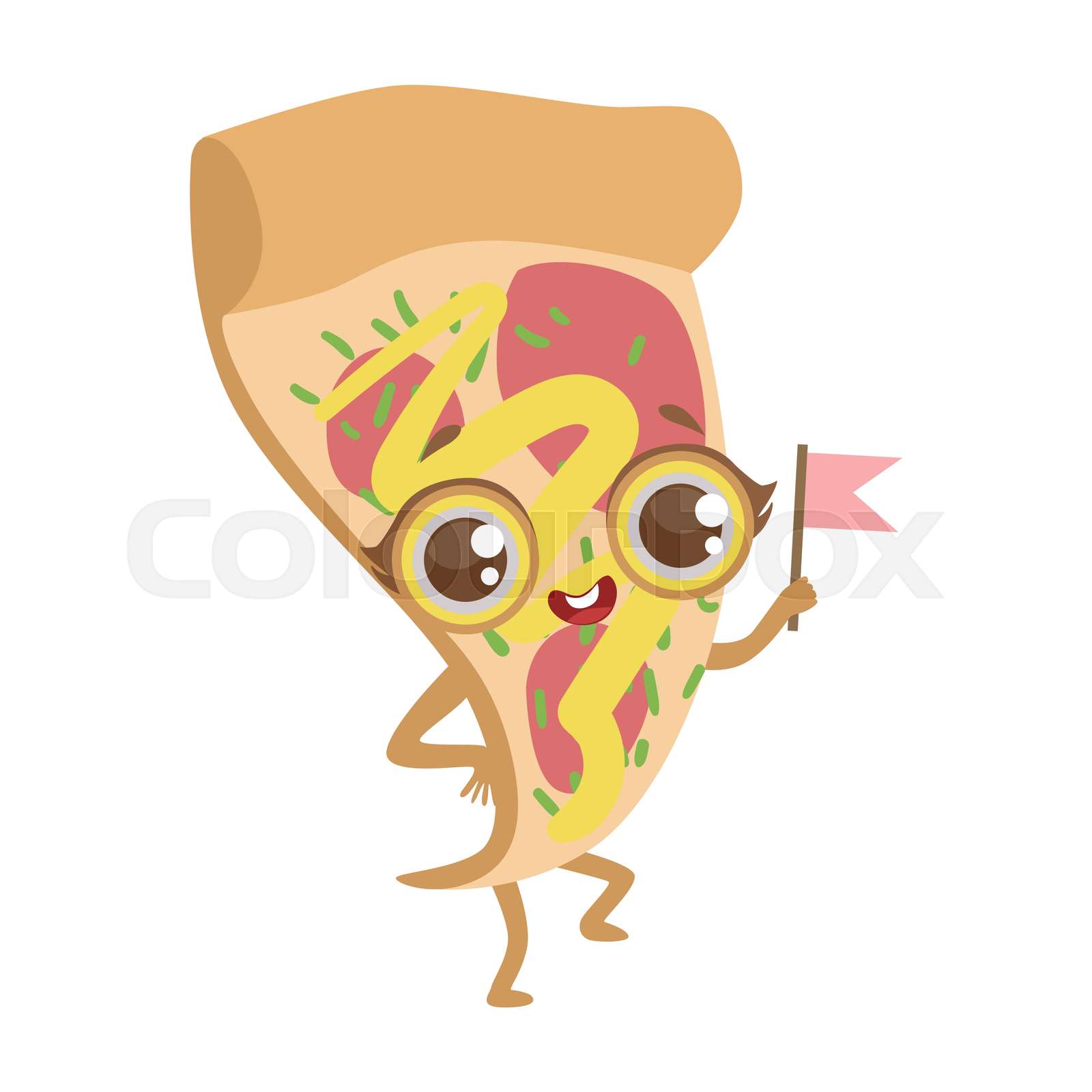 Slice Of Pizza Cute Anime Humanized Cartoon Food Character Emoji Vector ...