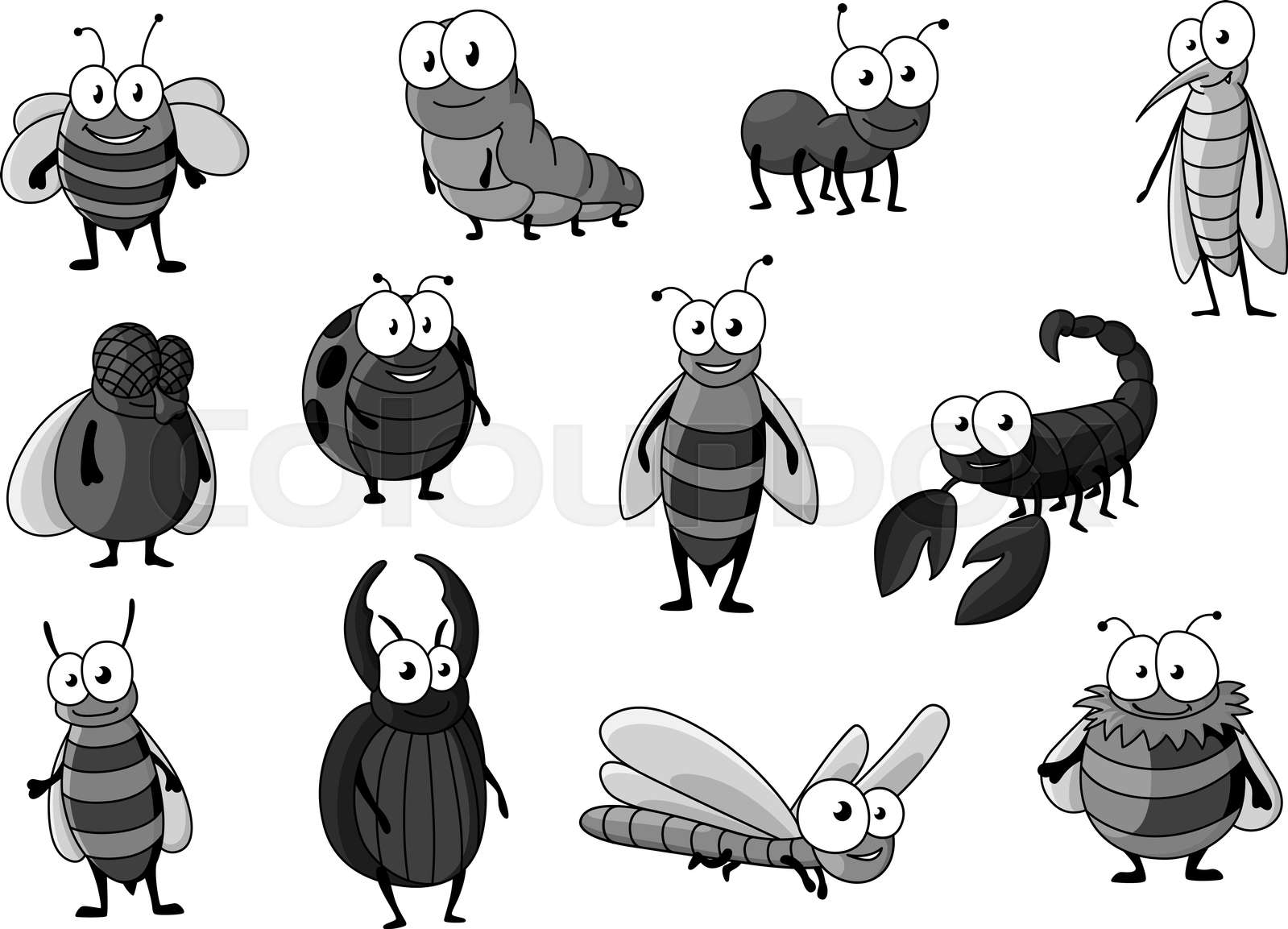 Cartoon insects and bugs vector icons set | Stock vector | Colourbox