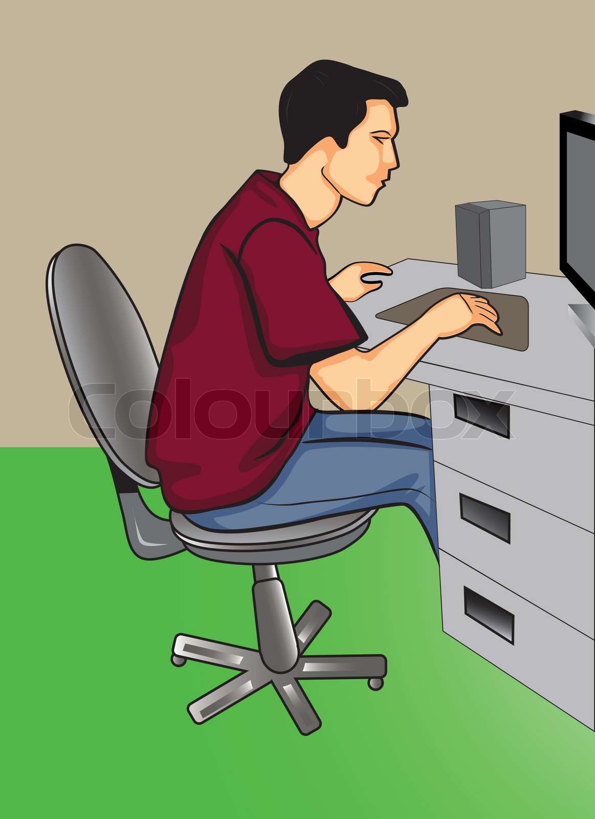 Programmer sitzt vor seinem Computer | Stock-Vektor | Colourbox