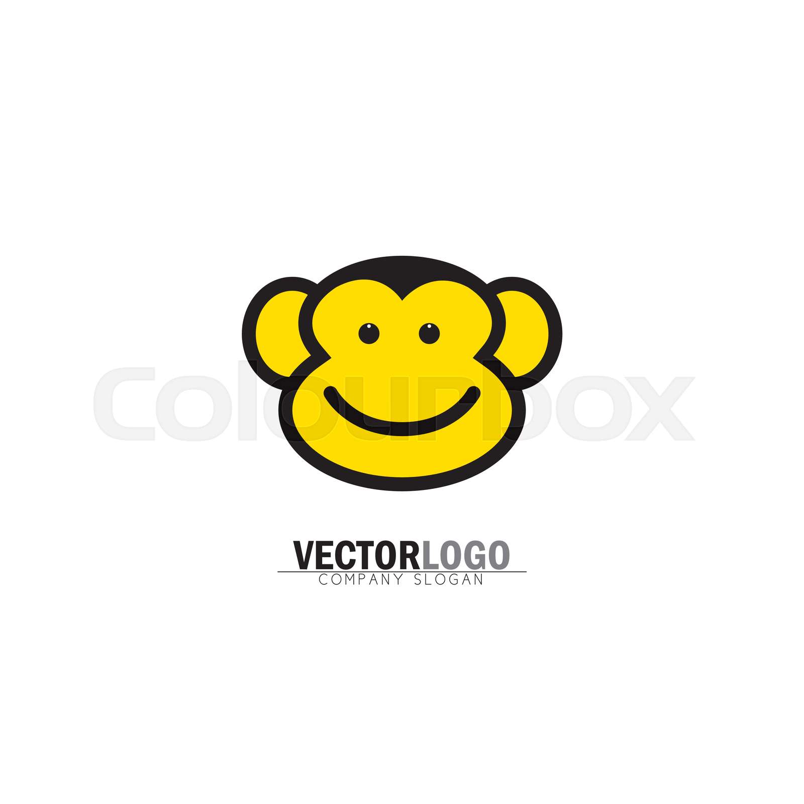 smiling happy monkey face vector logo icon | Stock vector | Colourbox