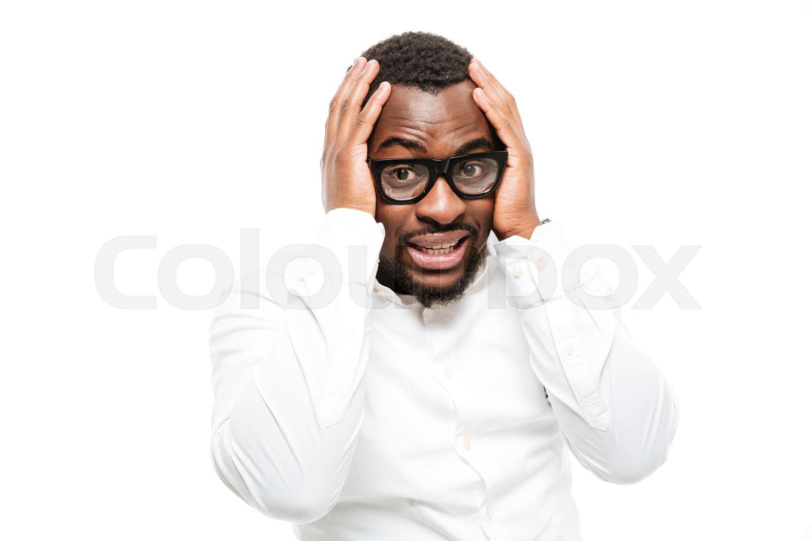 Confused young african man dressed in shirt wearing glasses | Stock ...