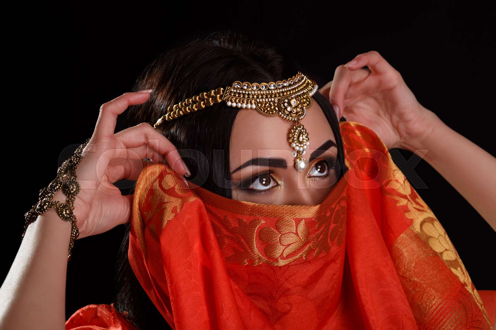 Beautiful Young Indian Woman in red Traditional Clothing. | Stock image ...