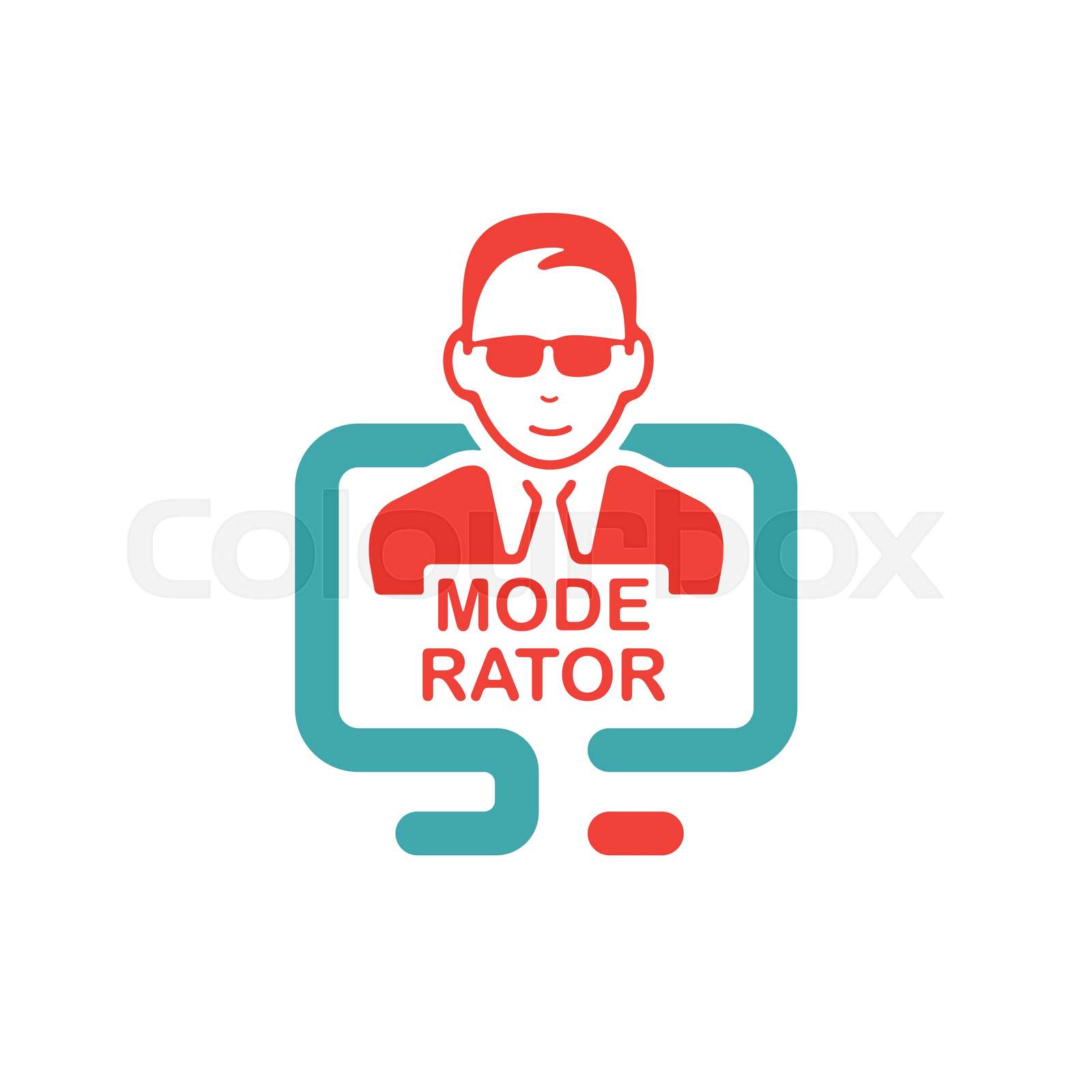 Red moderator sign on pc laptop vector illustration. | Stock vector ...