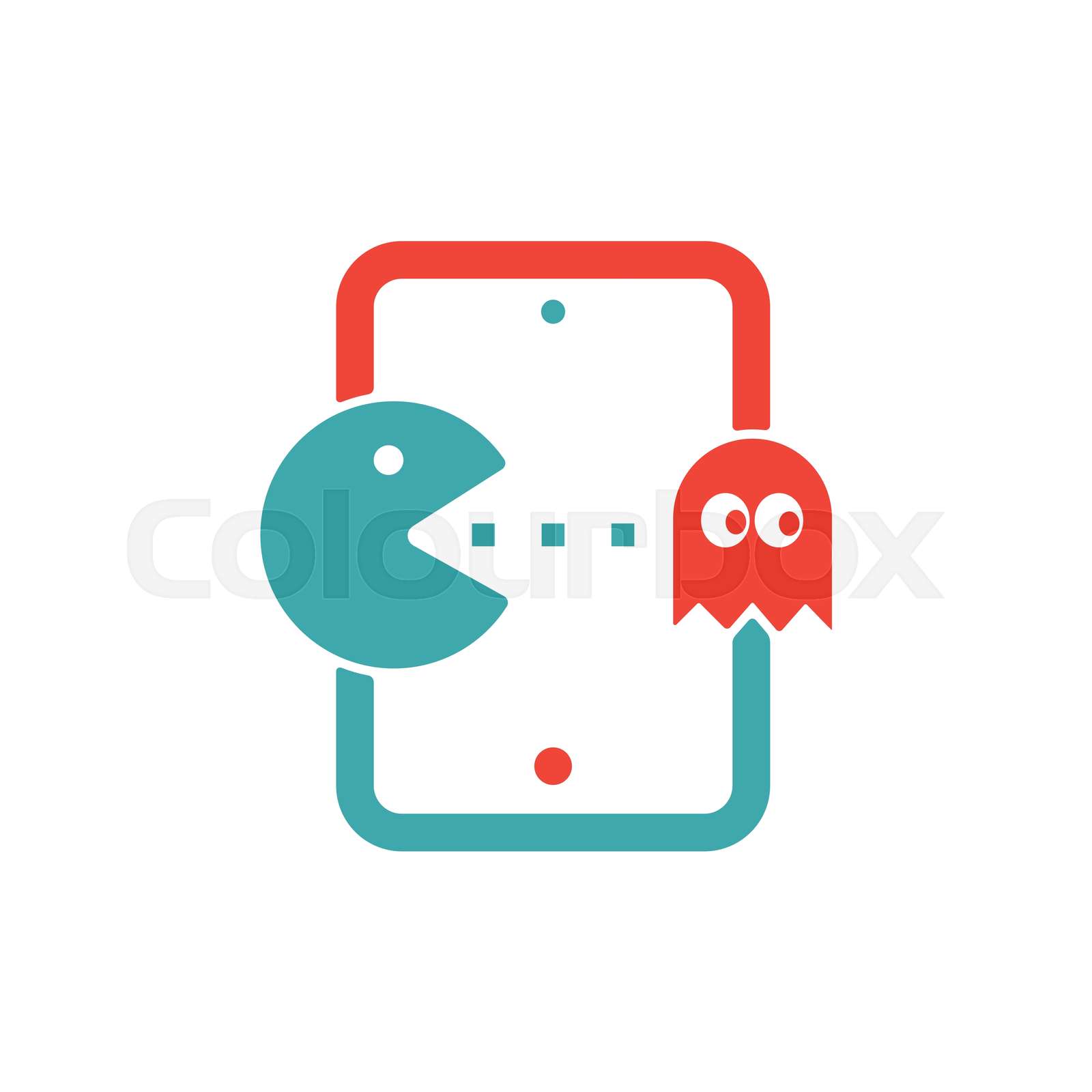 Pac man game icon on tablet pc laptop vector illustration. | Stock ...