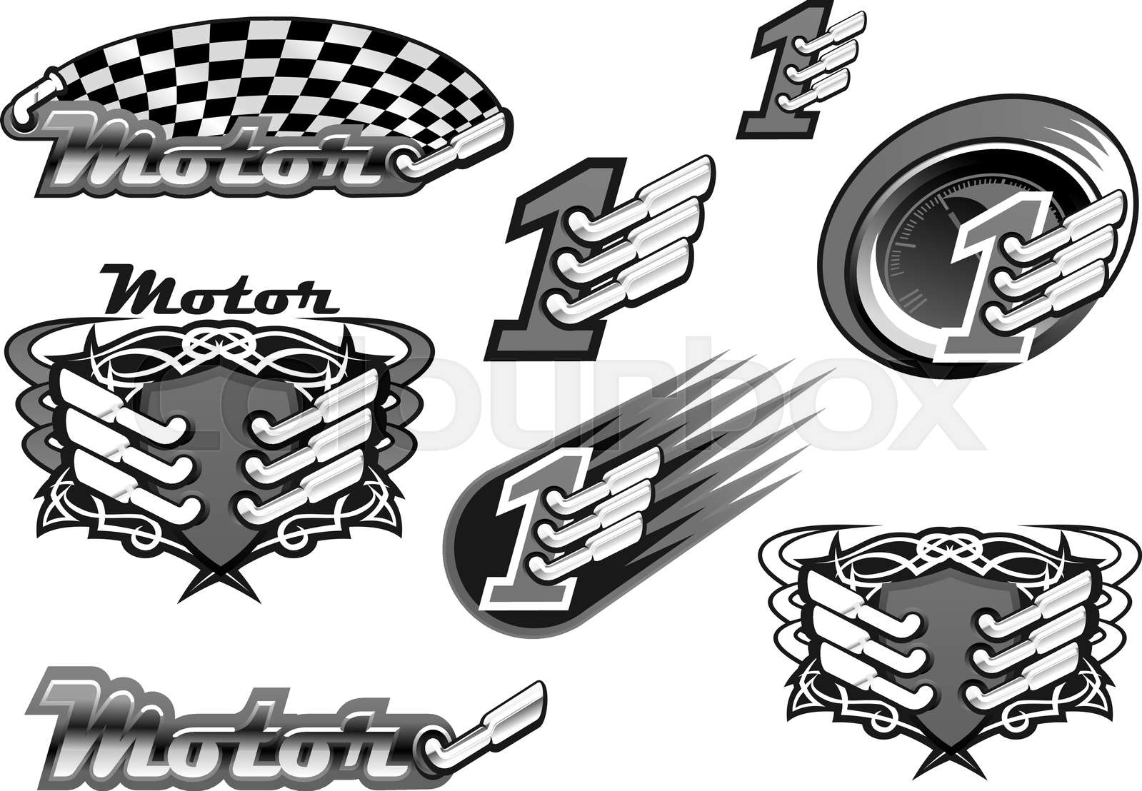 Car or motor racing vector icons | Stock vector | Colourbox