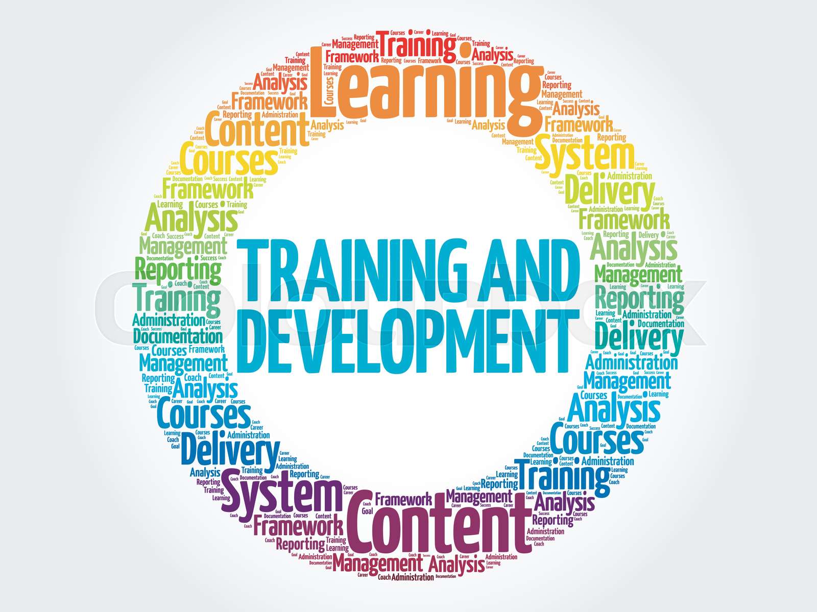 Training and Development circle word cloud | Stock vector | Colourbox