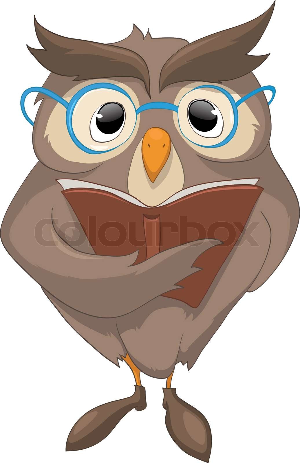 Cartoon Charakter Lustige Eule auf weißen Hintergrund | Stock-Vektor ...