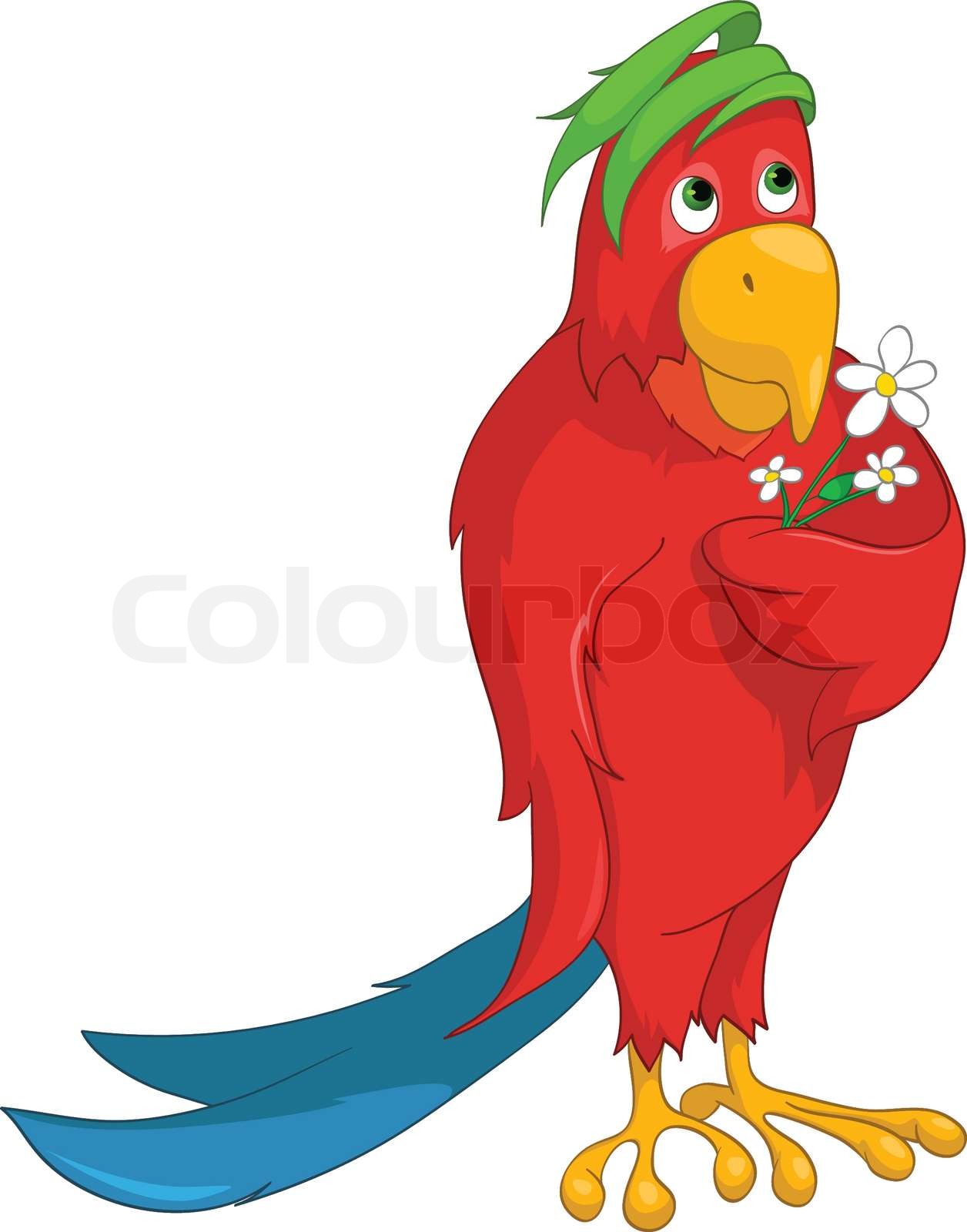 Cartoon Character Funny Parrot Isolated on White Background | Stock ...