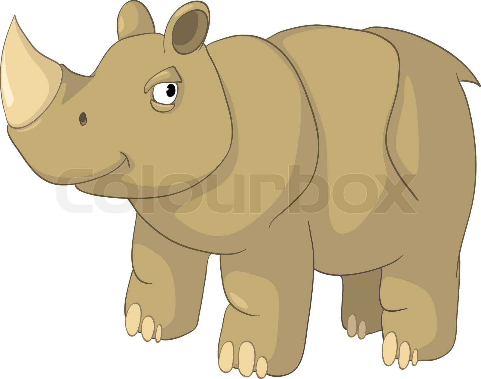 Cartoon Character Rhino Isolated on White Background | Stock vector ...