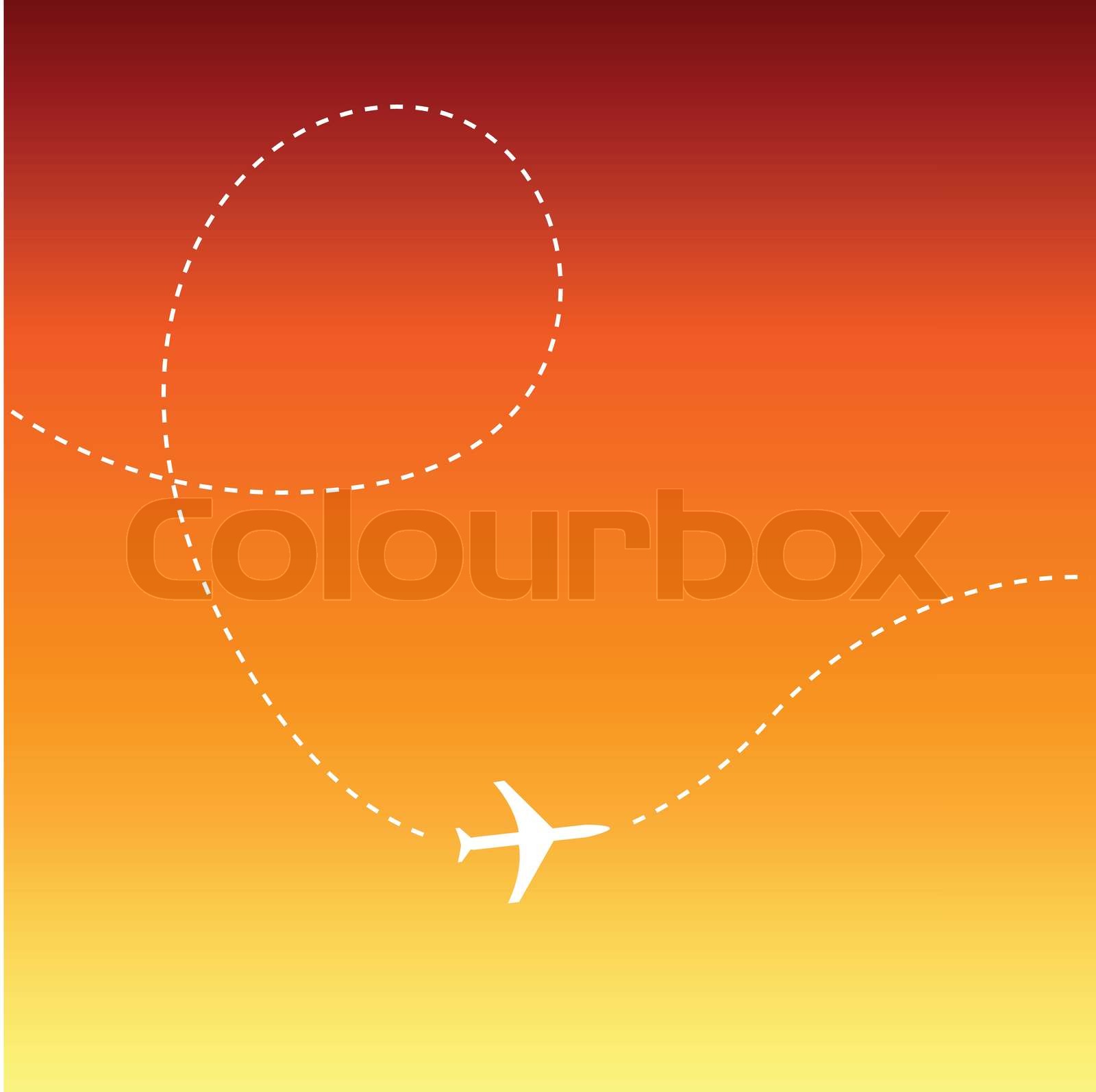 En grafisk tegning af et fly og dens rute | Stock vektor | Colourbox