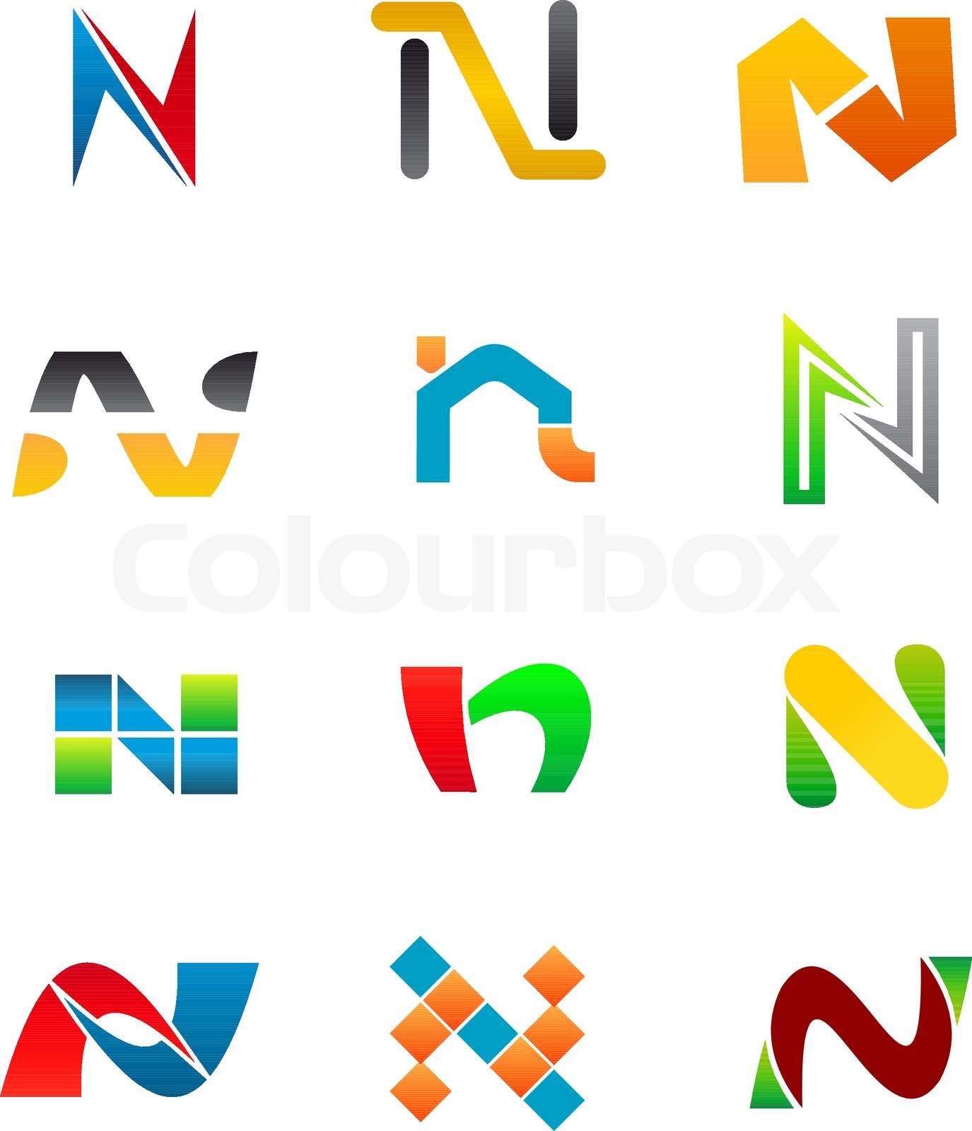 Set Of Alphabet Symbols And Elements Of Letter N | Stock vector | Colourbox