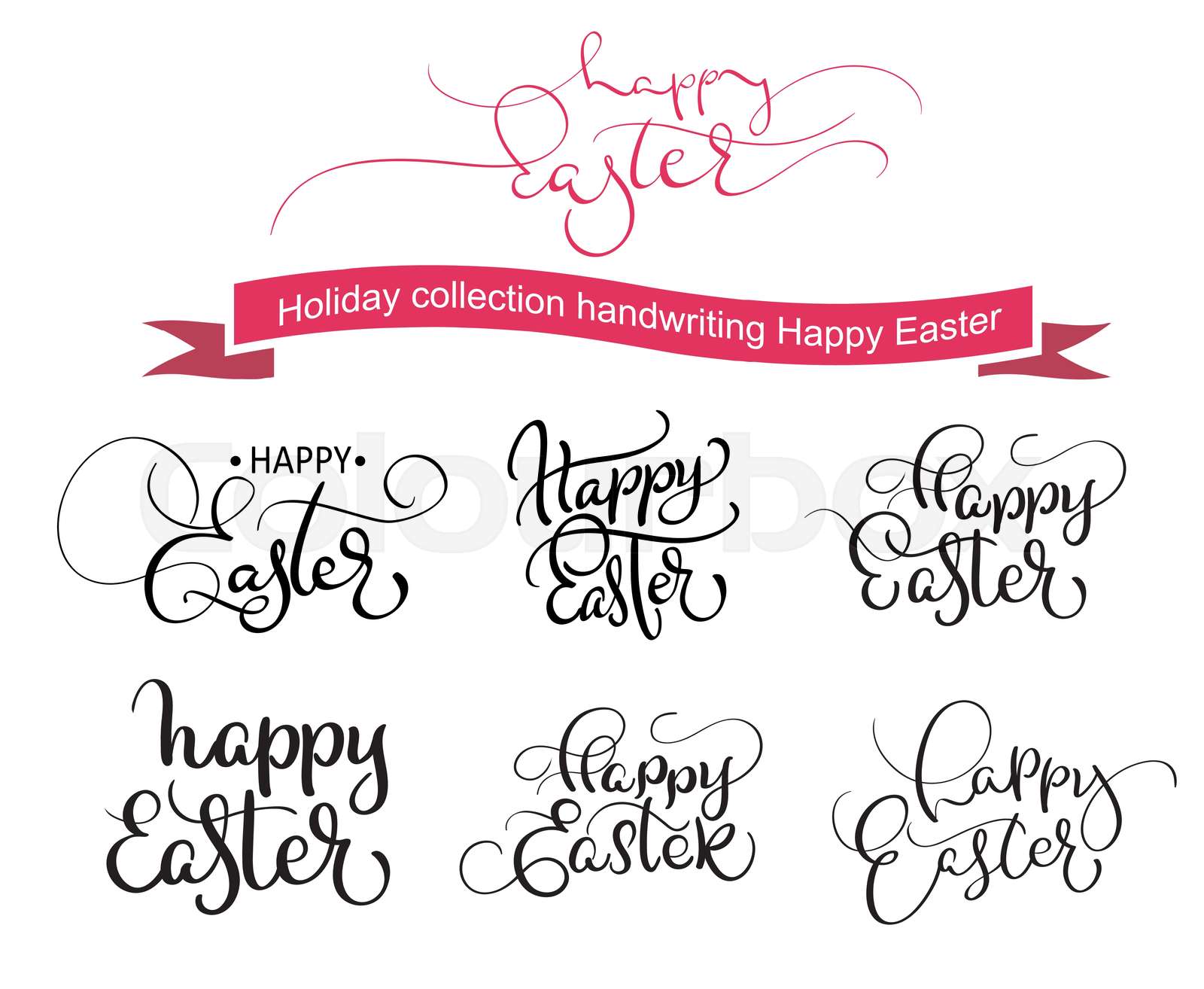 Happy Easter handwritting words on white background. Hand drawn ...