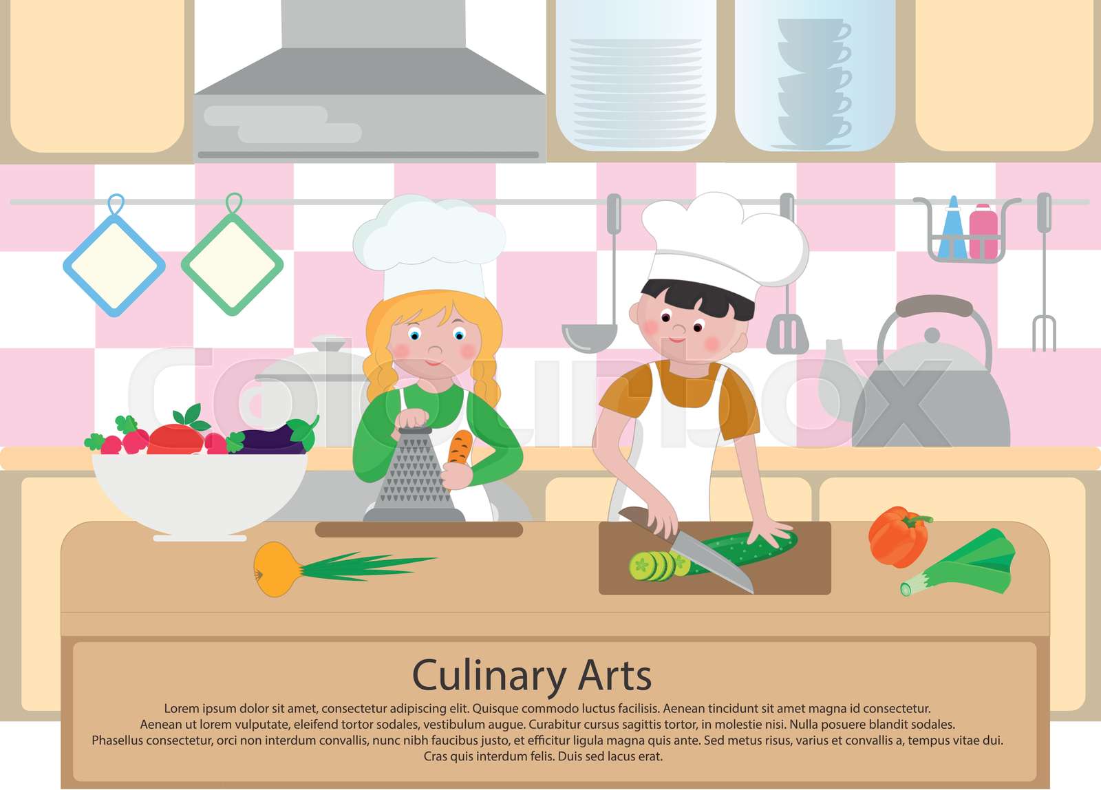 Children cook in the kitchen. Culinary Arts concept. Cooking Class ...