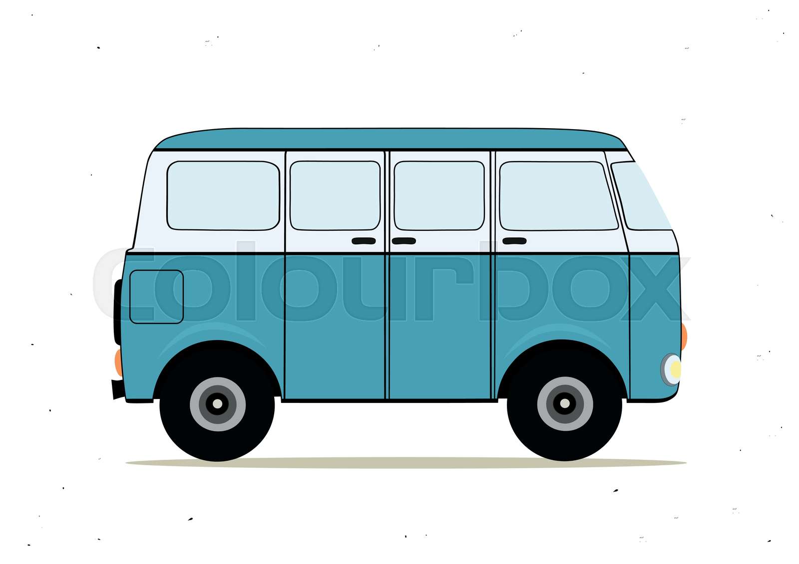 Cartoon blue retro bus | Stock vector | Colourbox