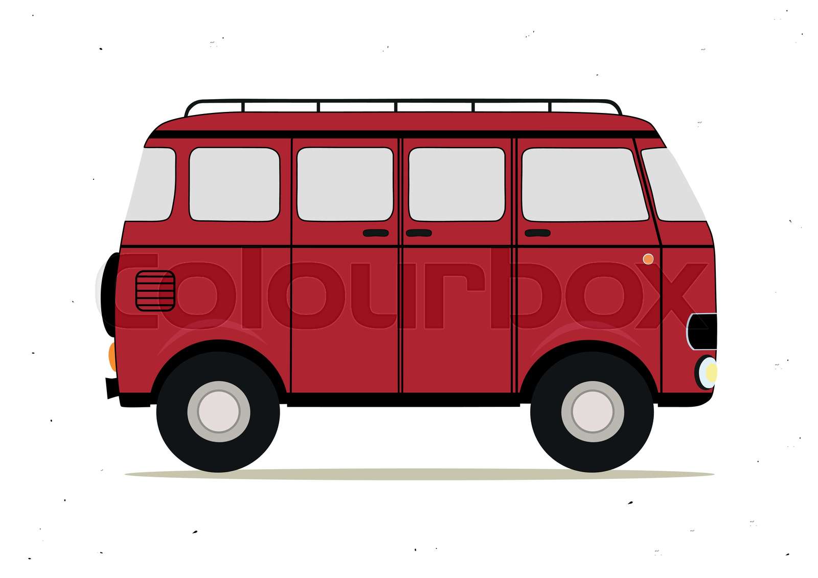 Cartoon red retro bus | Stock vector | Colourbox