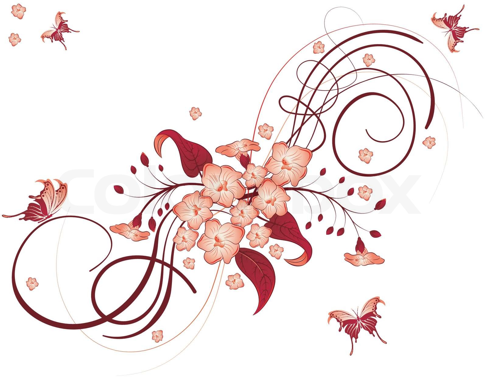 Flower Background with Butterfly, element for design, vector ...