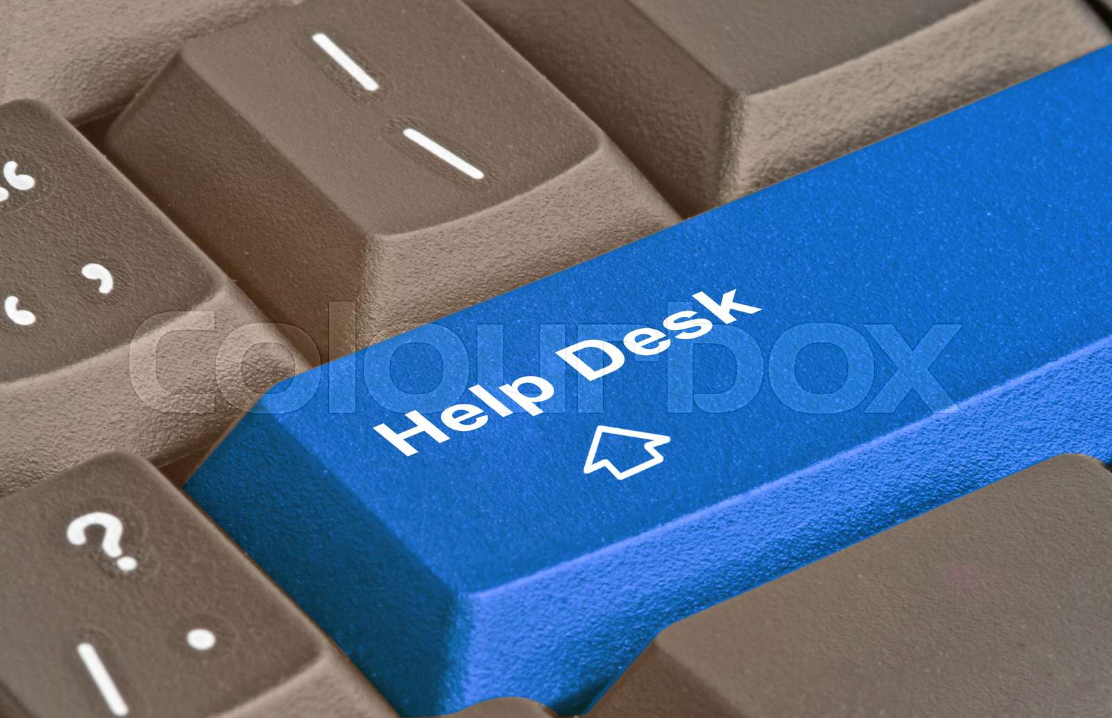Keyboard with key for help desk | Stock image | Colourbox