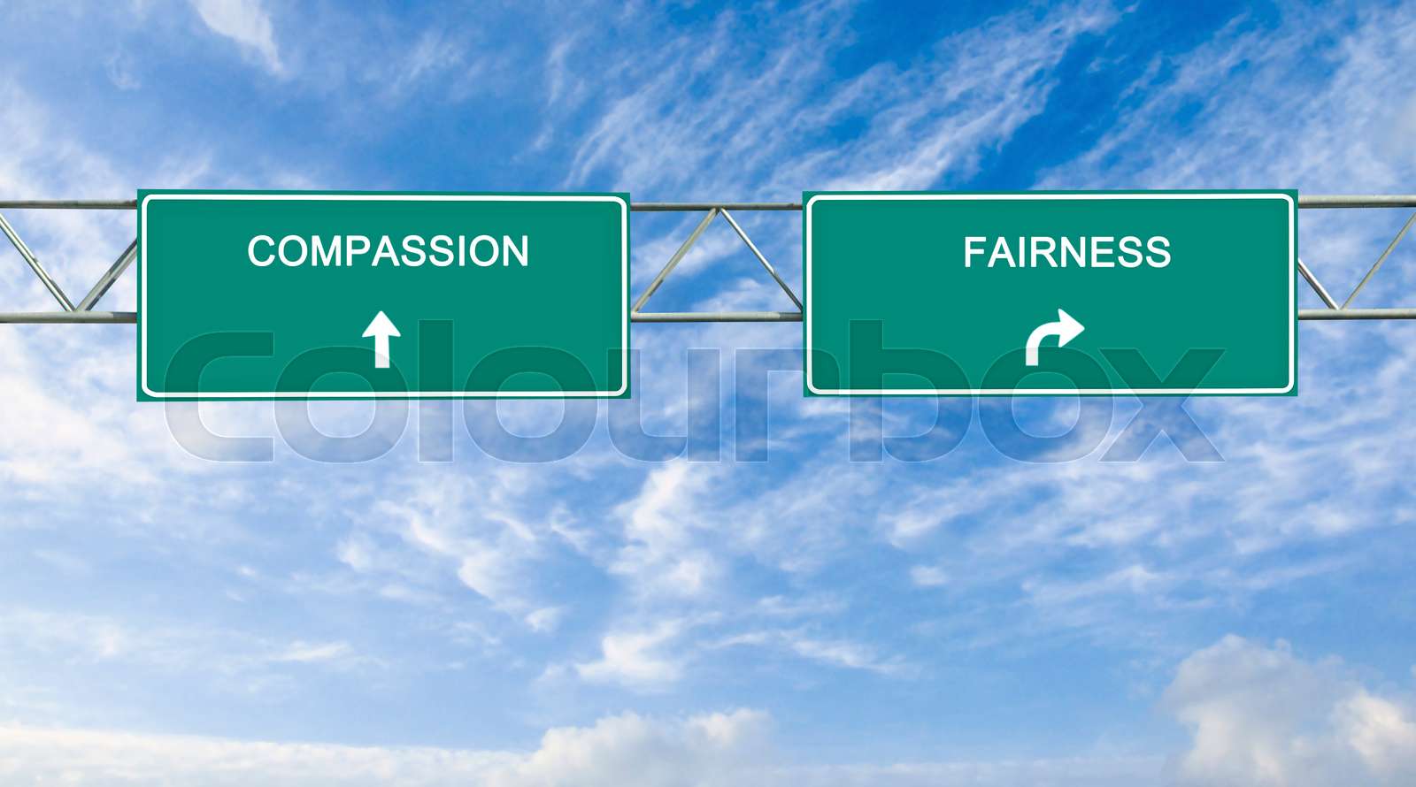 road signs to compassion and fairness | Stock image | Colourbox