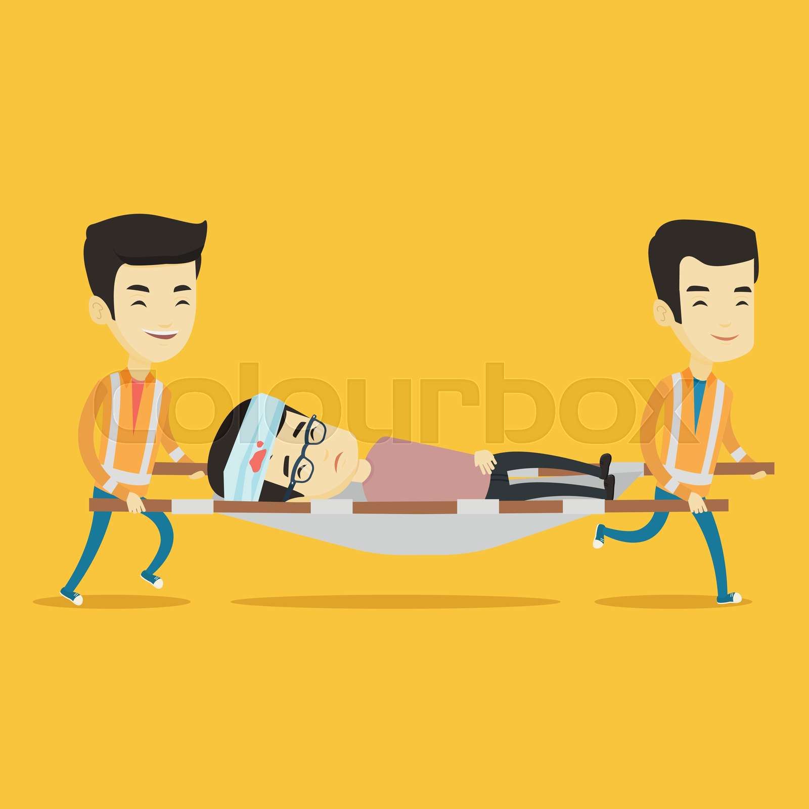 Emergency doctors carrying man on stretcher. | Stock vector | Colourbox