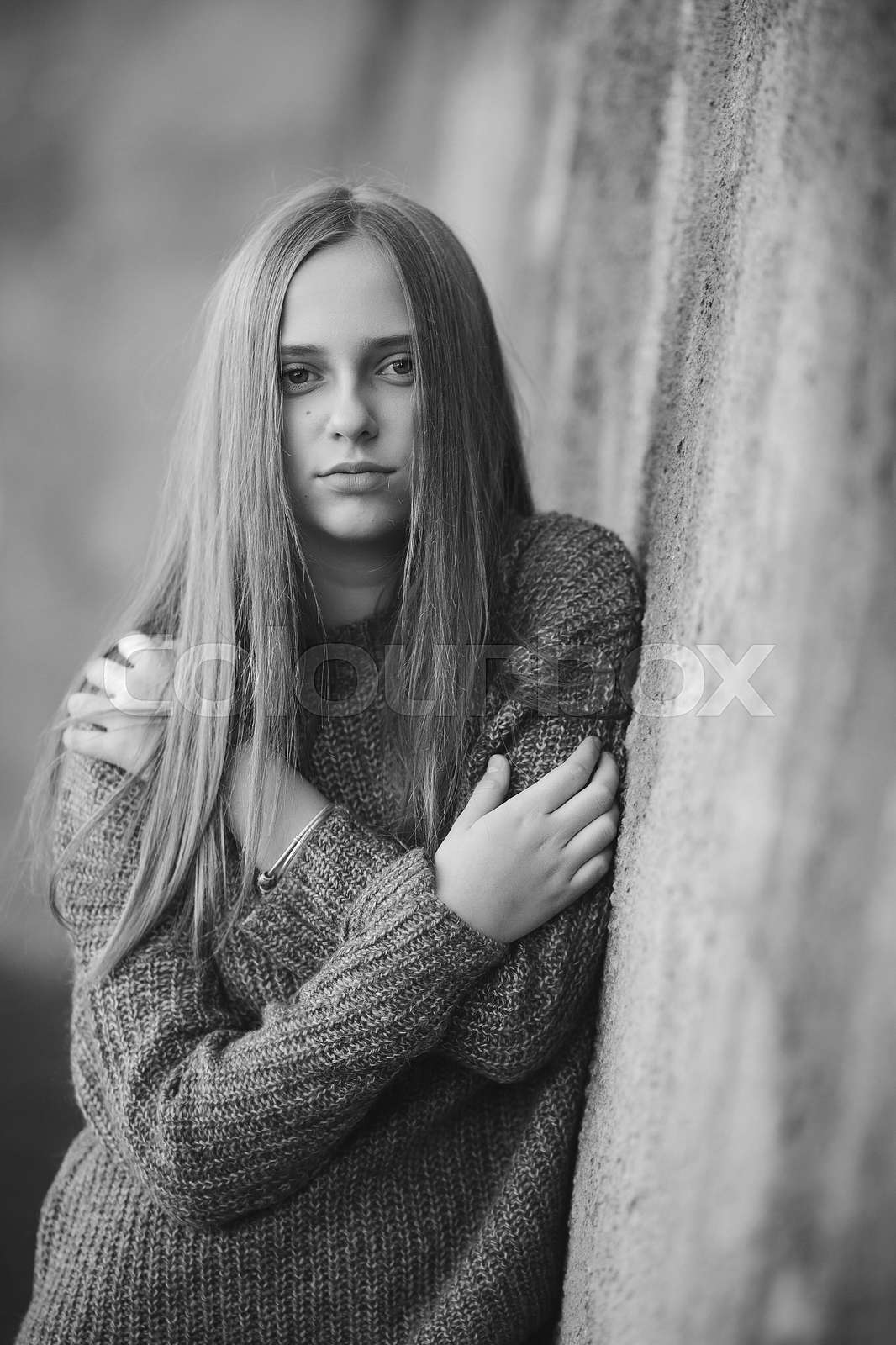 Fashion girl posing against wall | Stock image | Colourbox